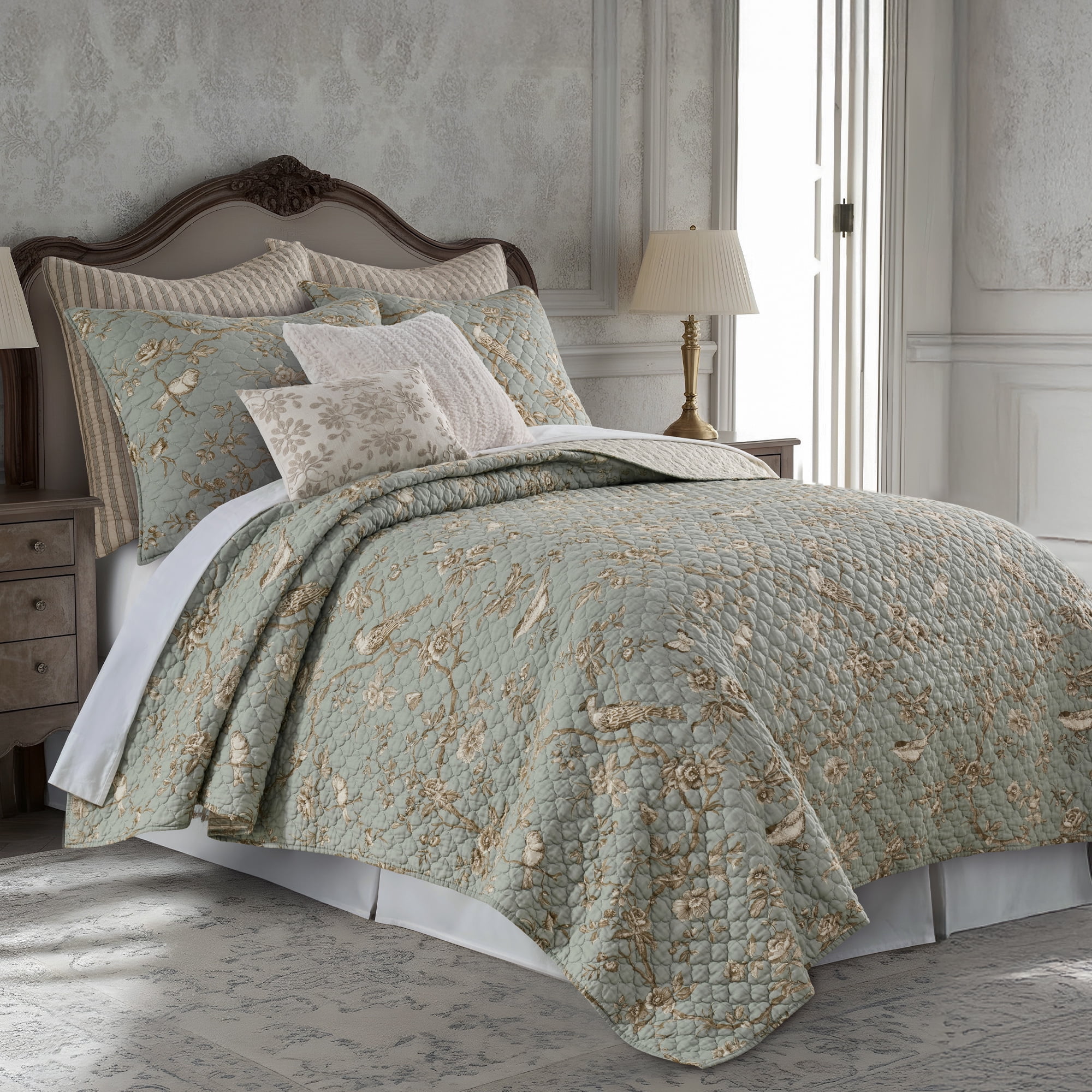 Levtex Home - Lyon Teal Bedding Set - Full/Queen Quilt + Standard ...