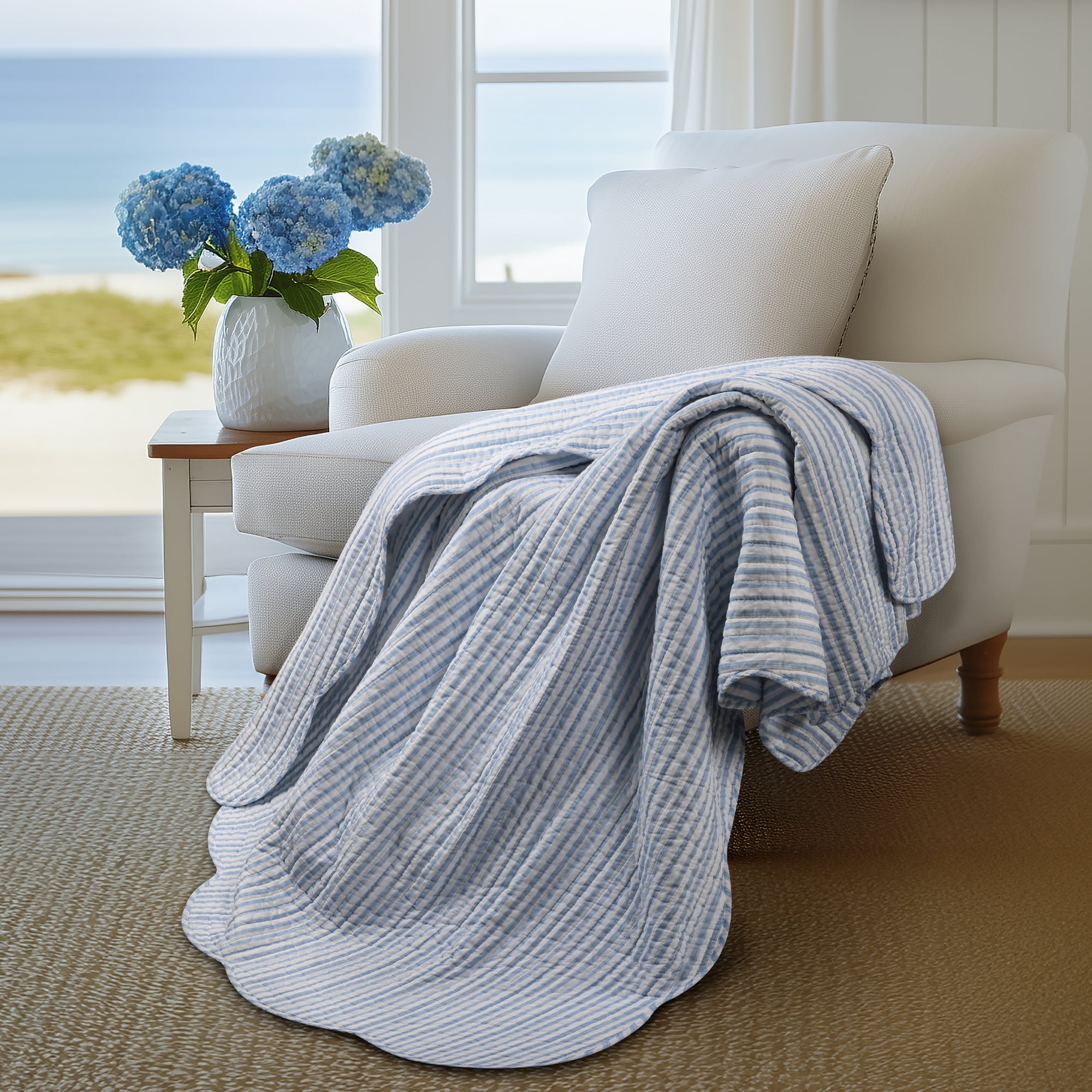 Levtex Home - Martha Stripe - Throw - Stripe - Blue White - Quilted ...