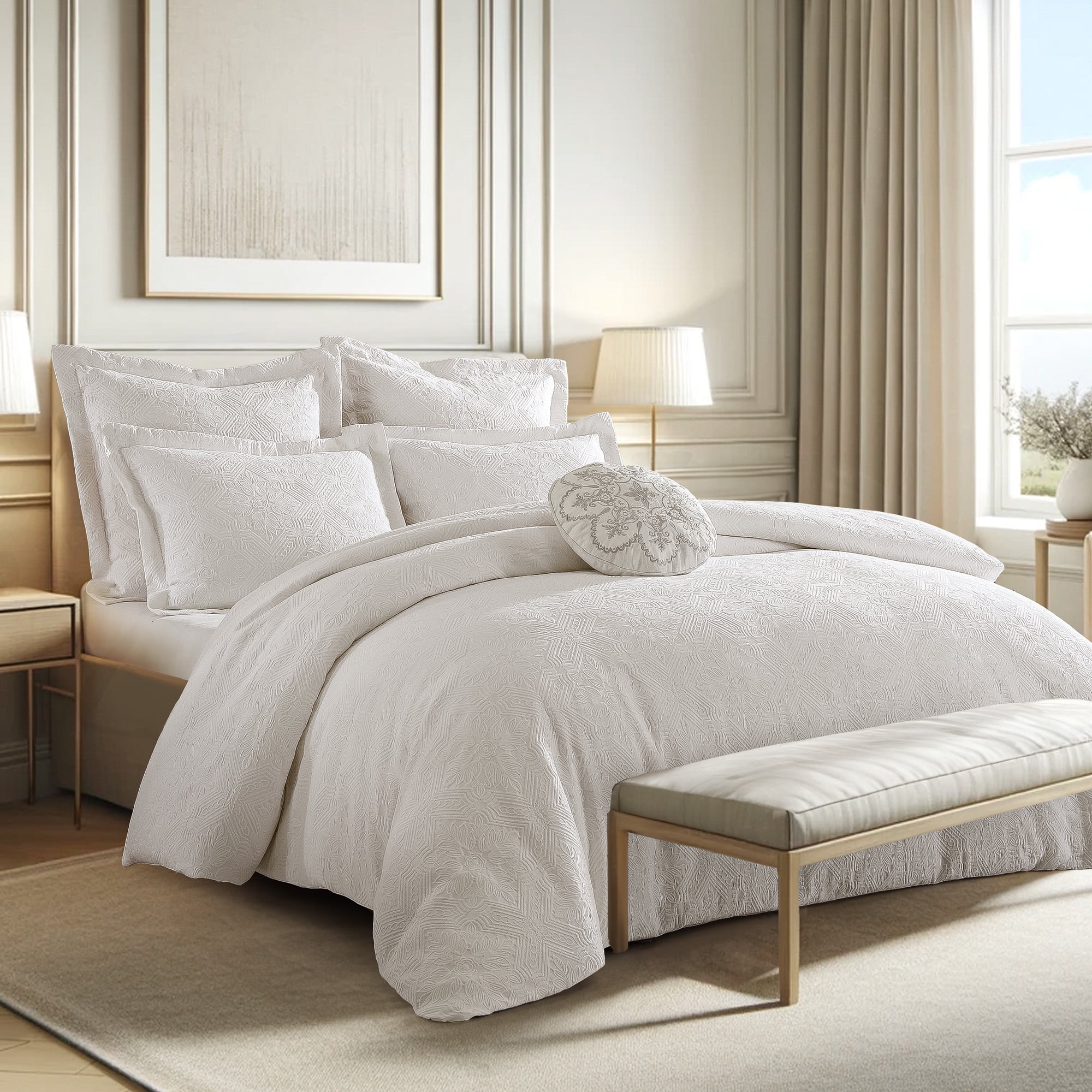 Levtex Home - Matalasse Bright White Duvet Cover Set - Full/Queen Duvet ...