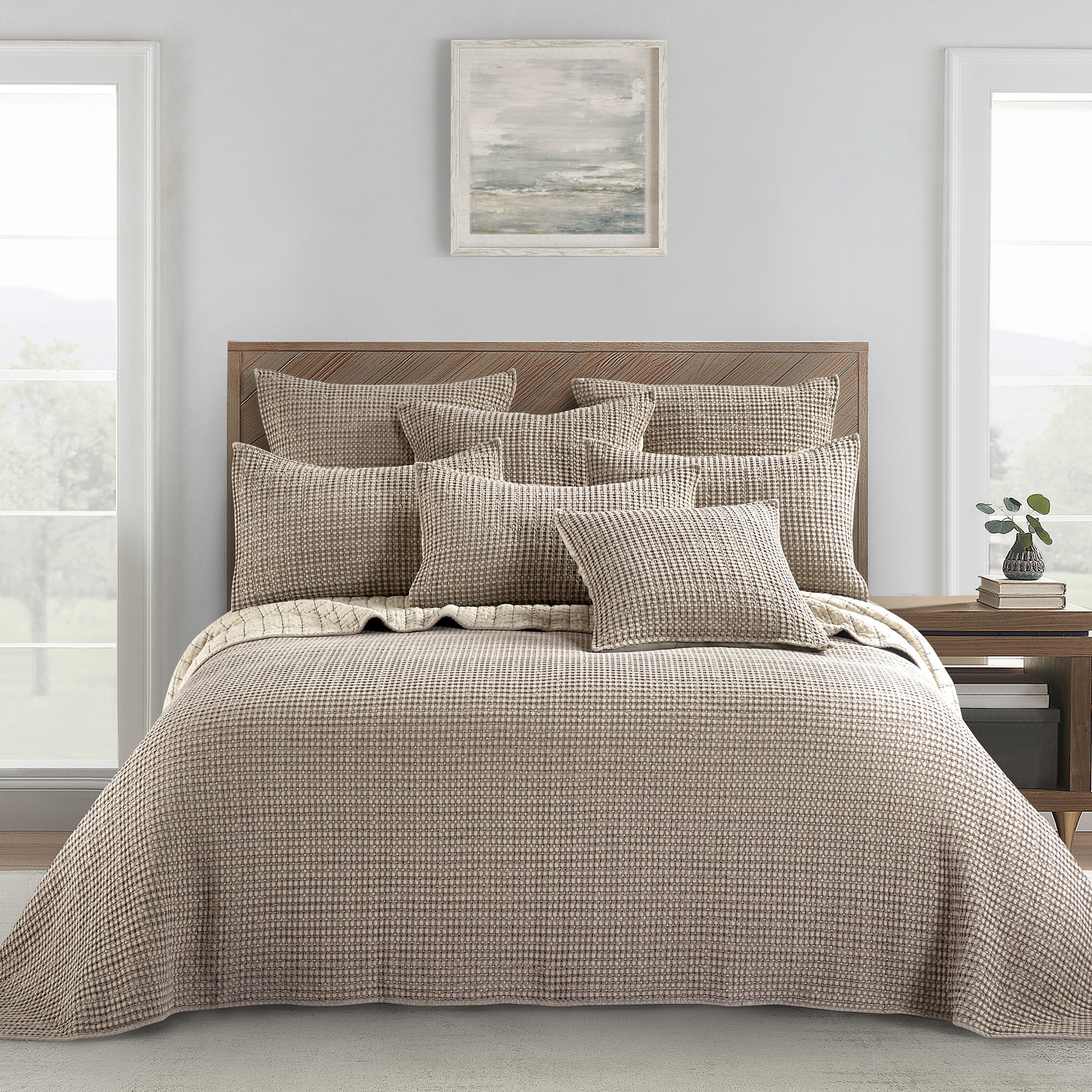 Levtex Home - Mills Waffle - Full Bedspread Set - Taupe Cotton Waffle ...