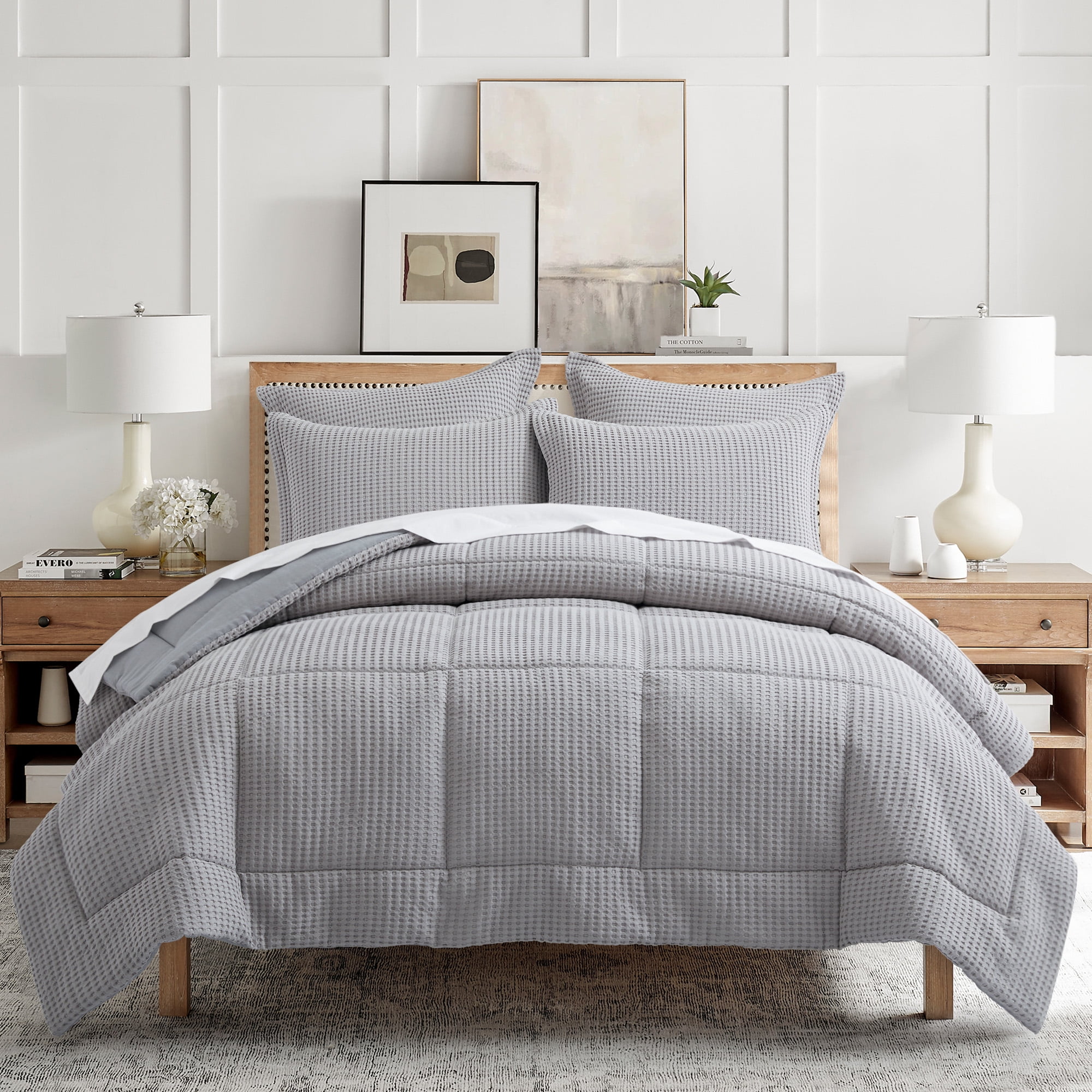 Levtex Home - Mills Waffle Grey Pewter Comforter Set - Full/Queen ...