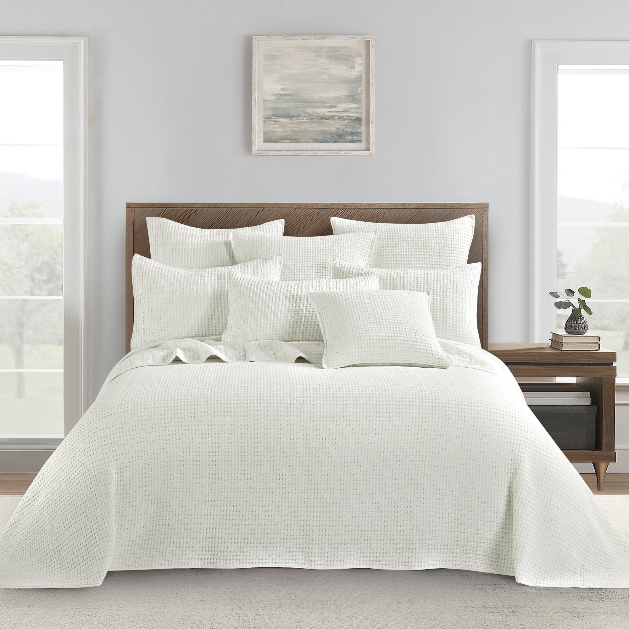 Levtex Home Mills Waffle King Bedspread 122x106in, Sham 36x20in ...