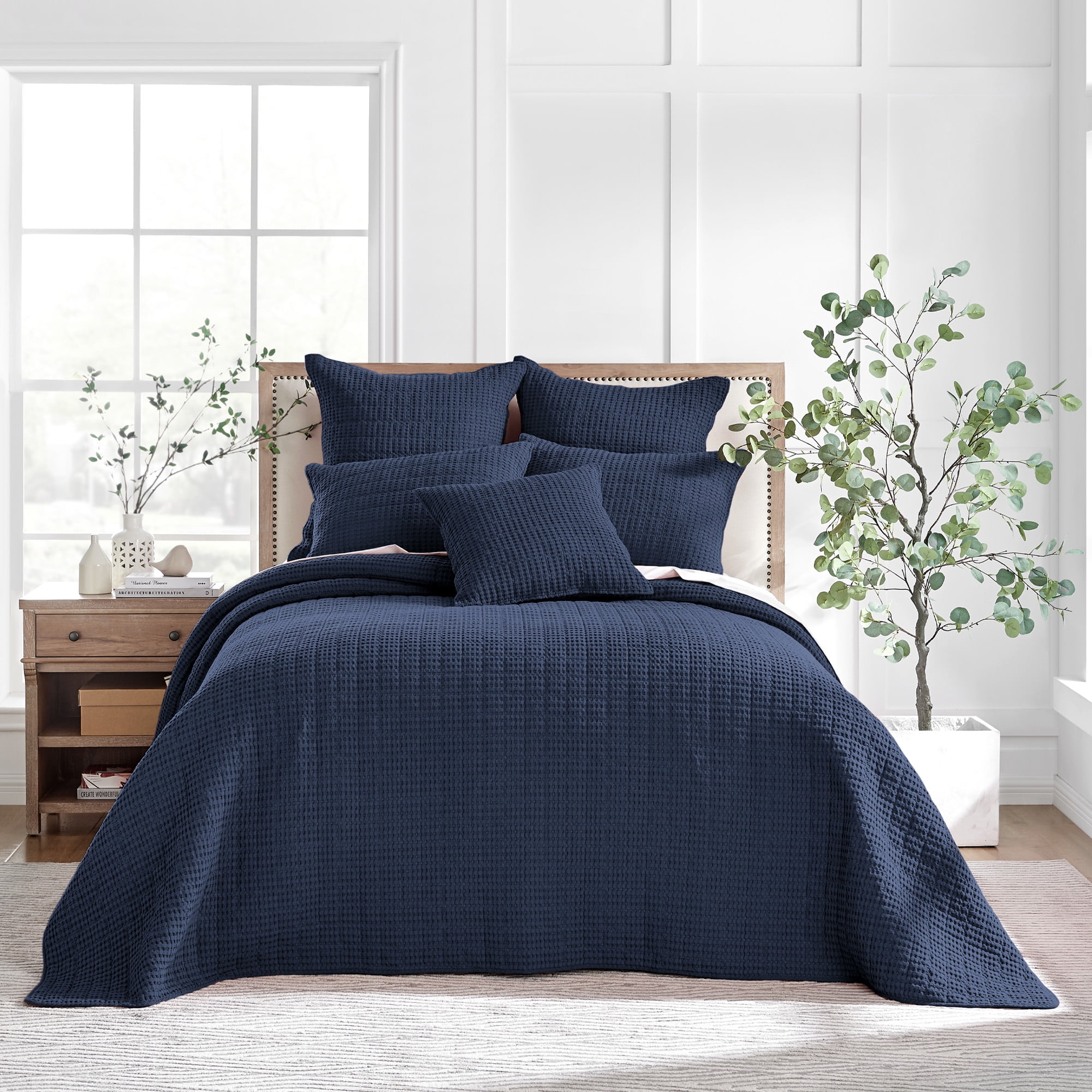 Levtex Home - Mills Waffle King Bedspread Set - Navy Cotton Waffle ...