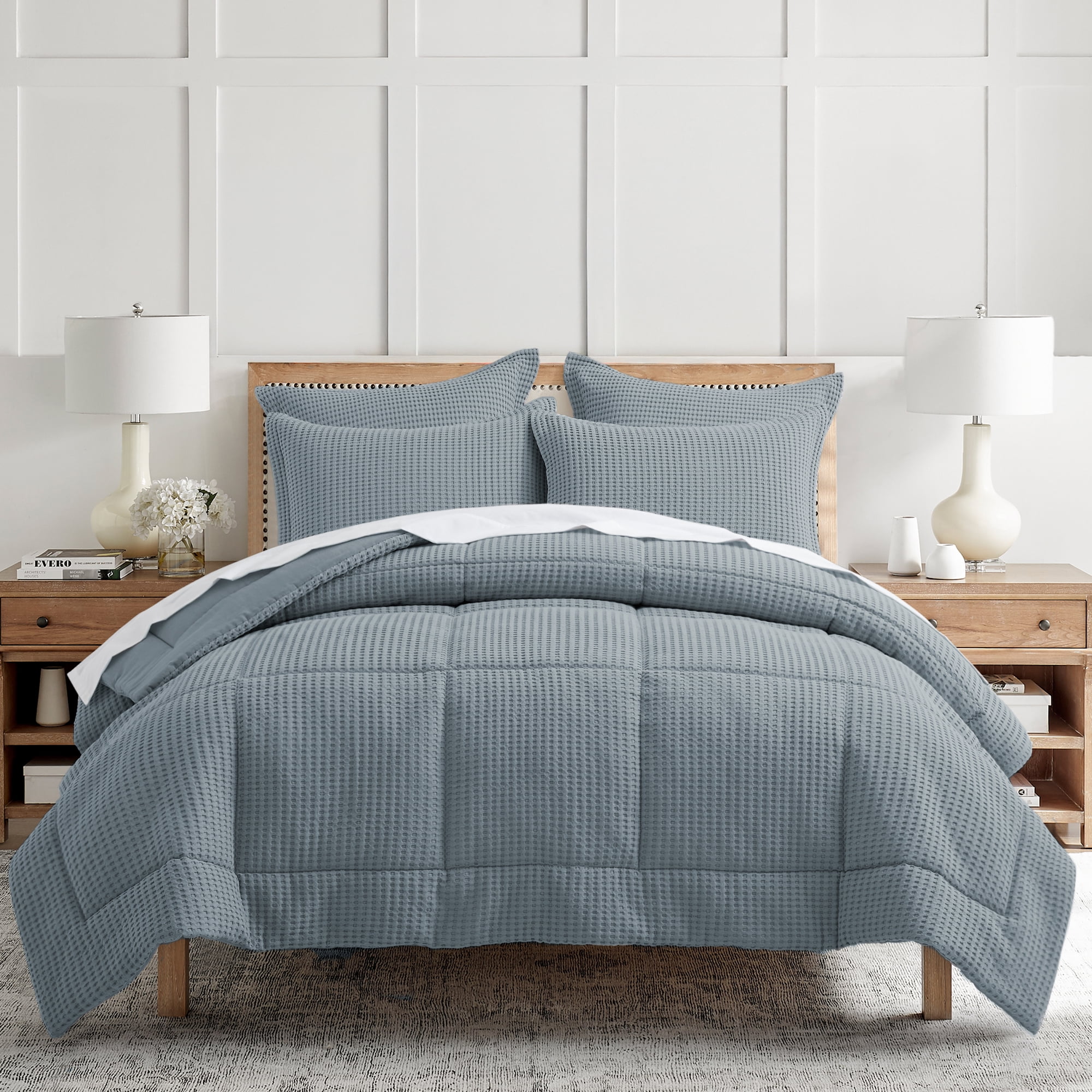 Levtex Home - Mills Waffle Slate Blue Comforter Set - Full/Queen ...