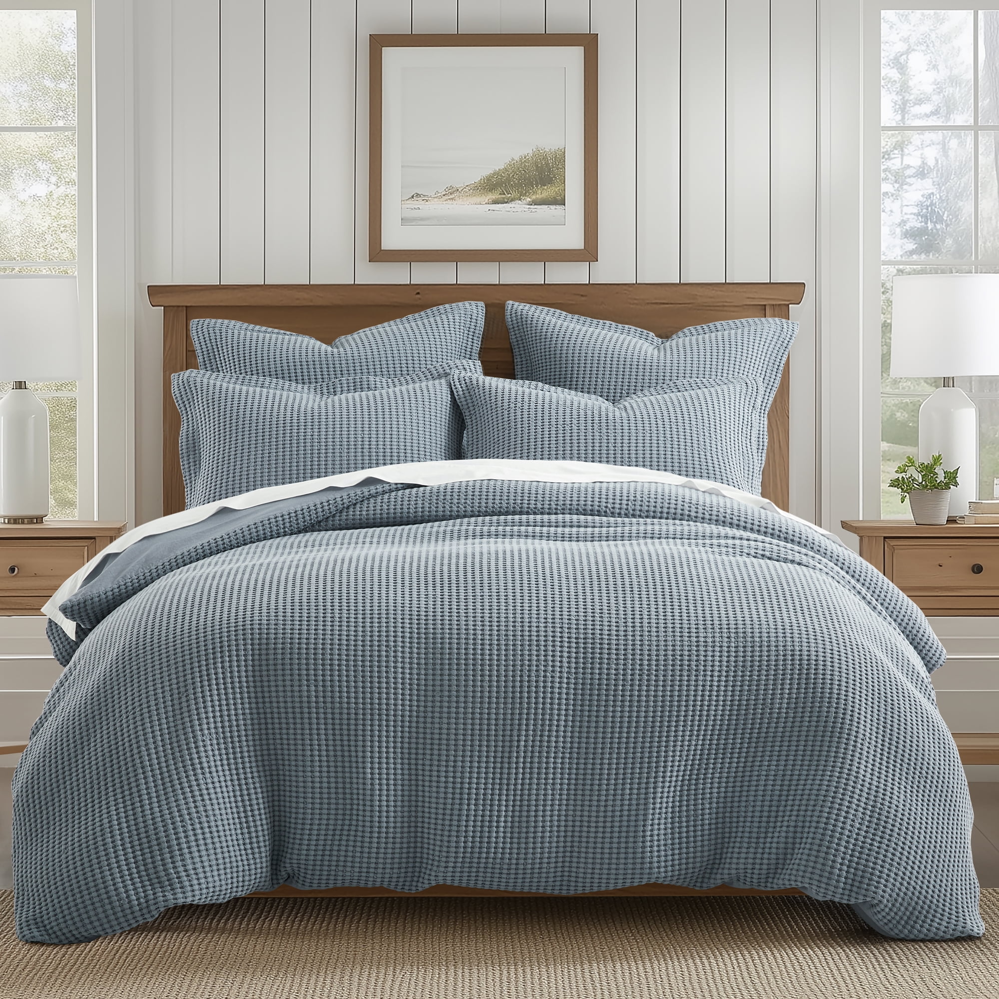 Levtex Home - Mills Waffle Slate Blue Duvet Cover Set - Full/Queen ...