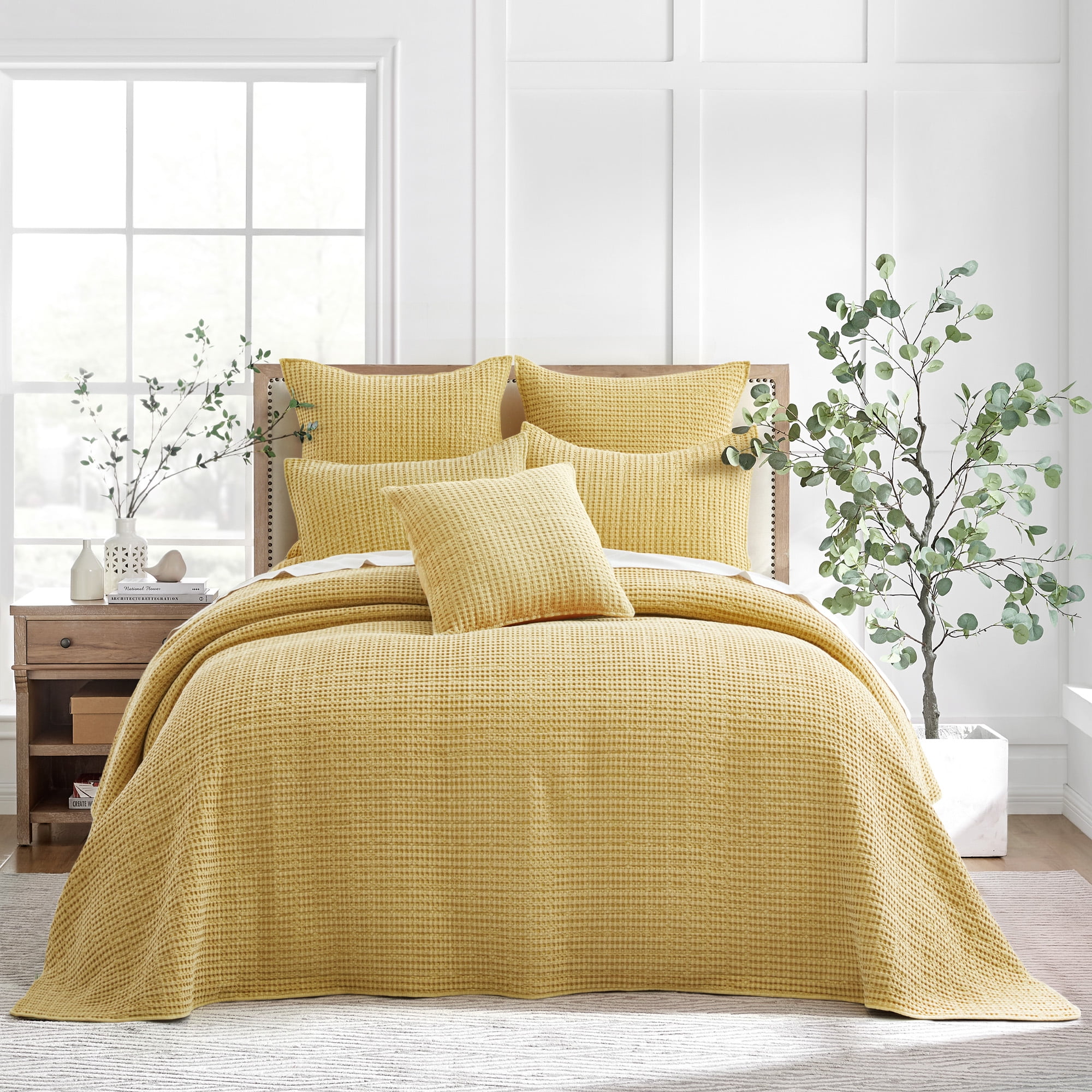 Levtex Home - Mills Waffle - Twin Bedspread Set - Ochre Cotton Waffle ...
