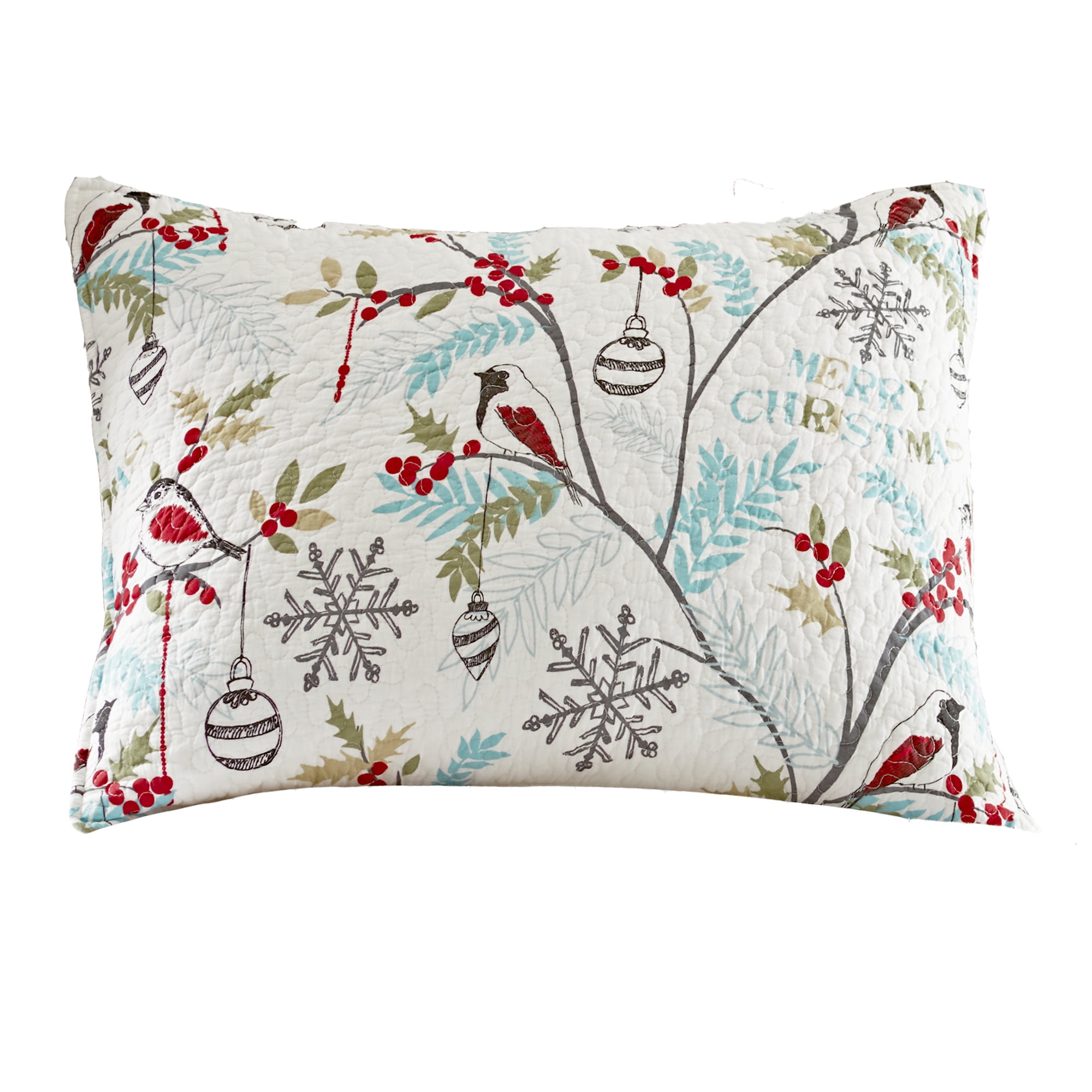 Levtex Home - Mistletoe - Standard Sham - Christmas Trees - Teal Red ...