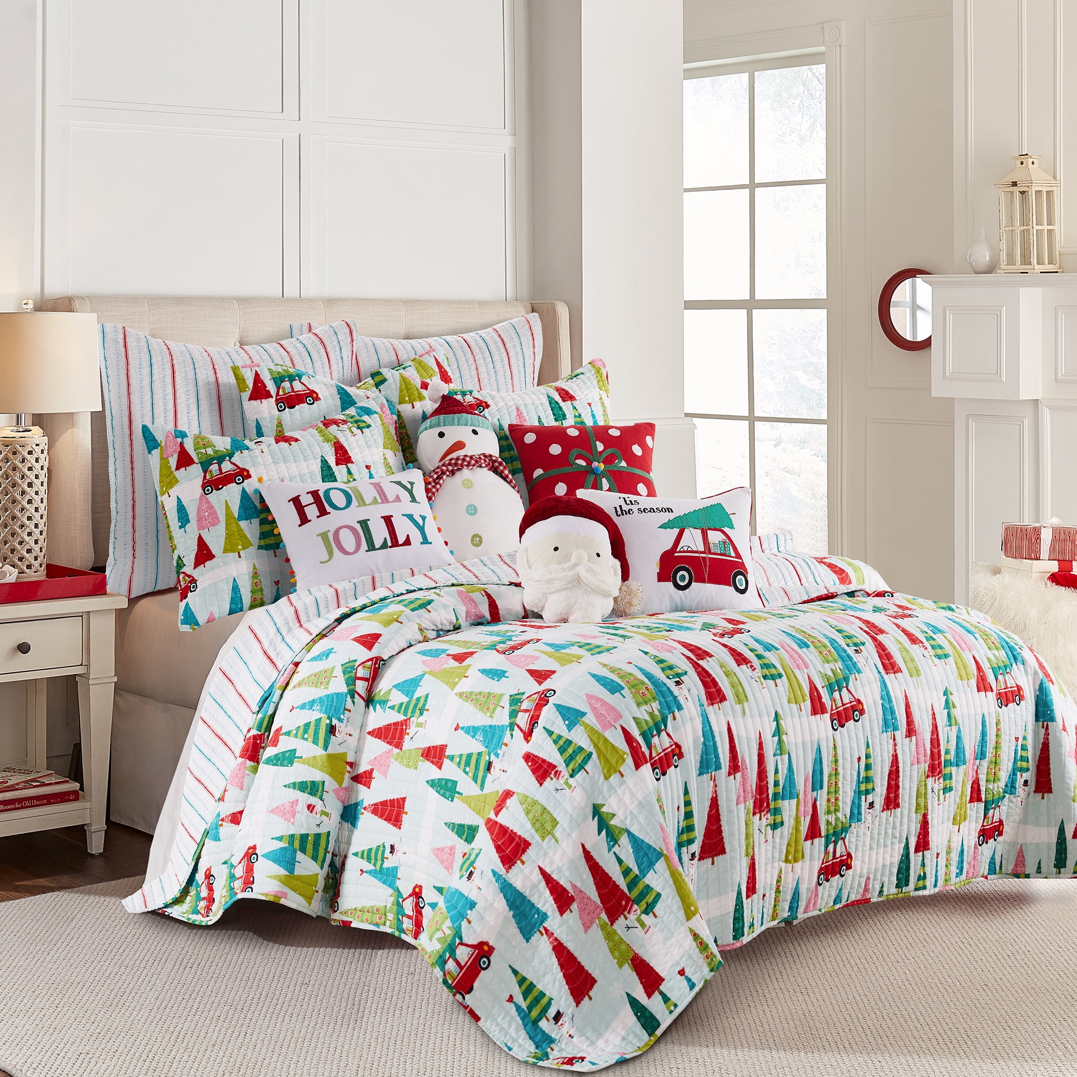 Levtex Home Merry & Bright Holly Jolly Twin Quilt - Christmas Tree ...