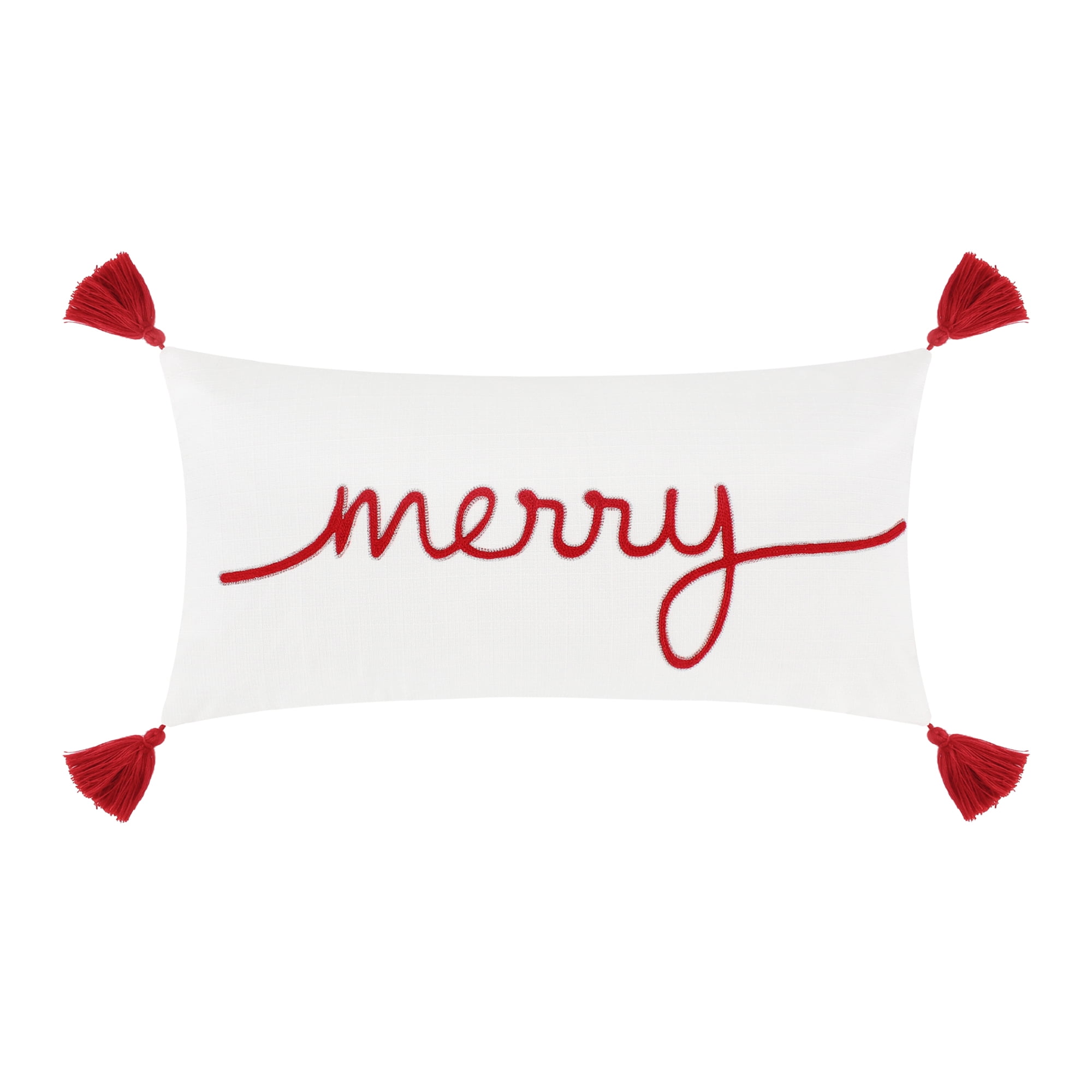 Levtex Home - Red Velvet Border - Merry Decorative Pillow (12X24in ...