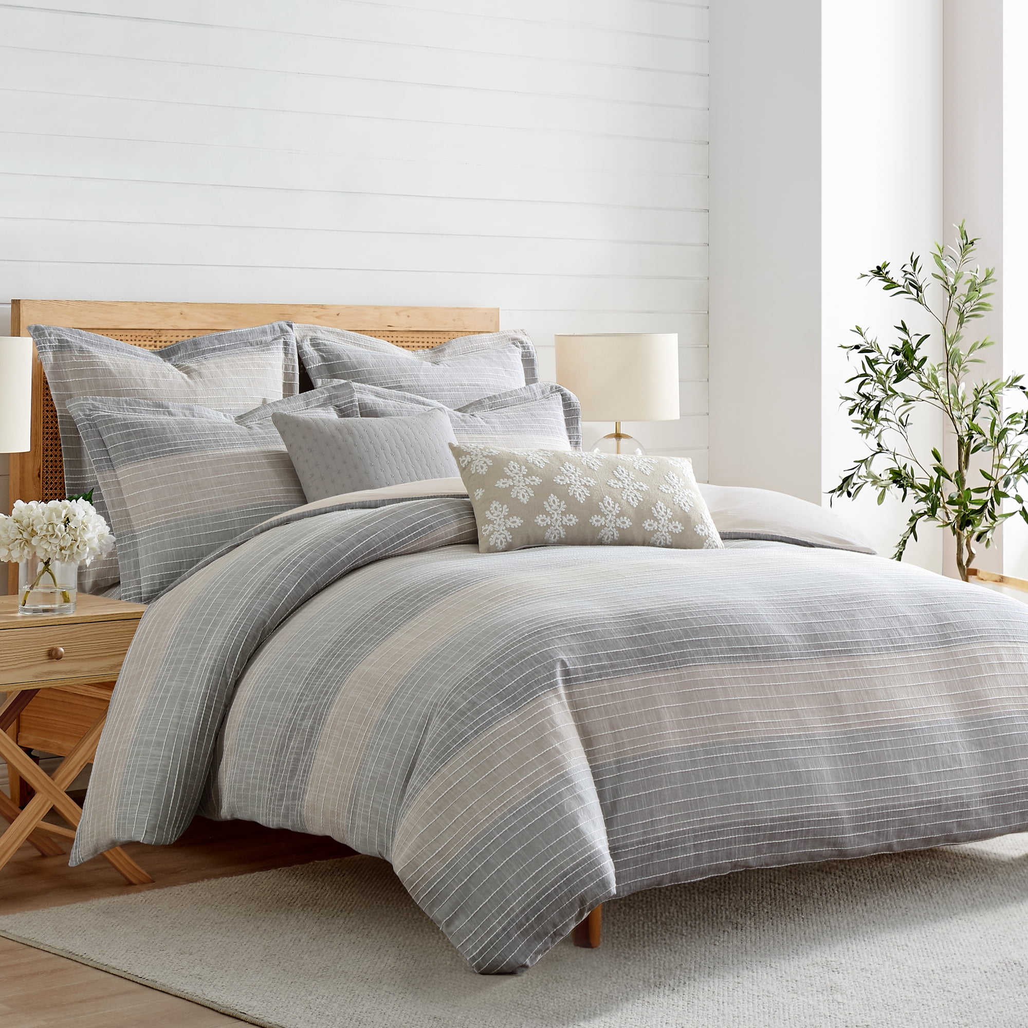 Levtex Home - Sand Stripes Natural Duvet Cover Set - Full/Queen Duvet ...