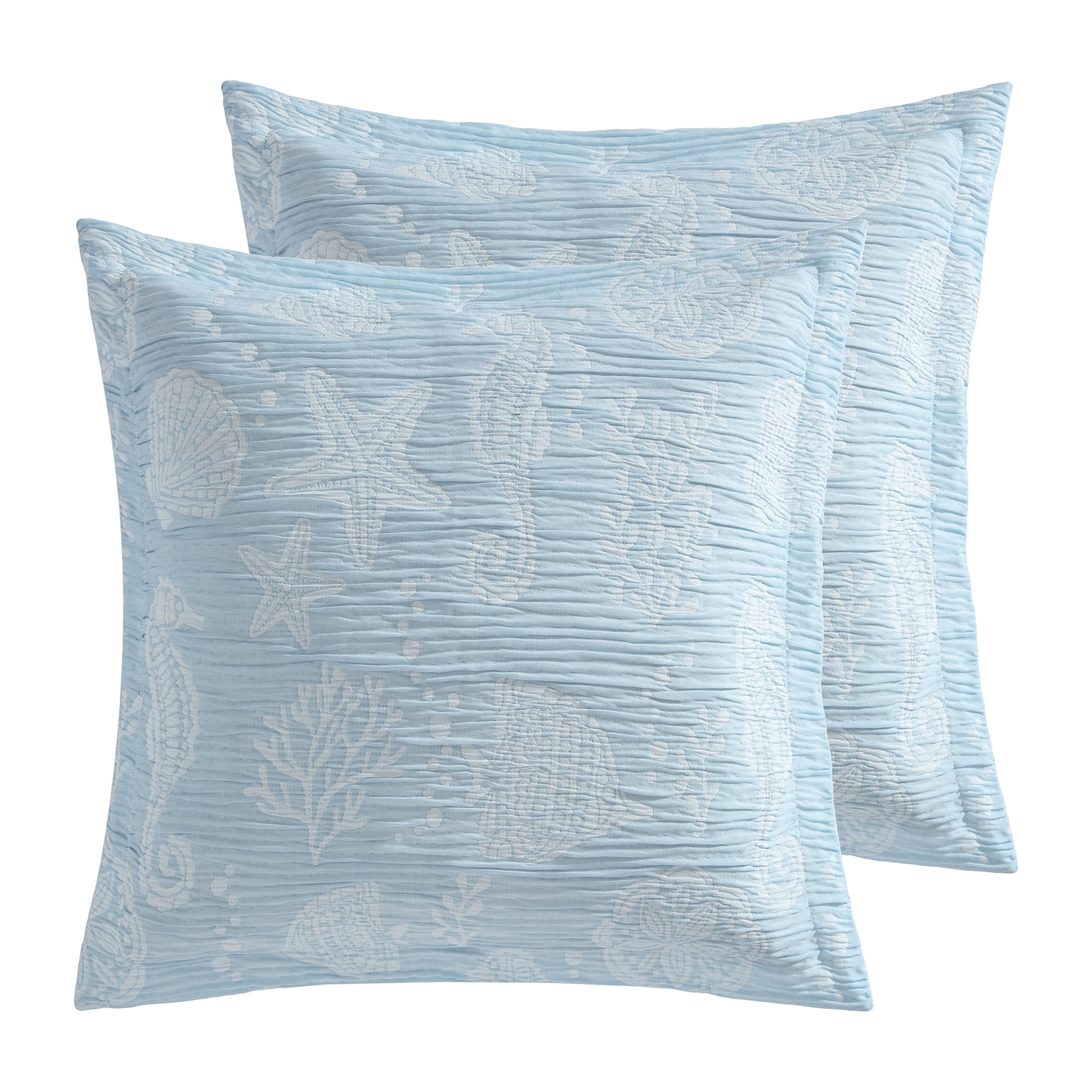Levtex Home - Seaside Charm Euro Shams Set - Coastal - Blue White - Two ...