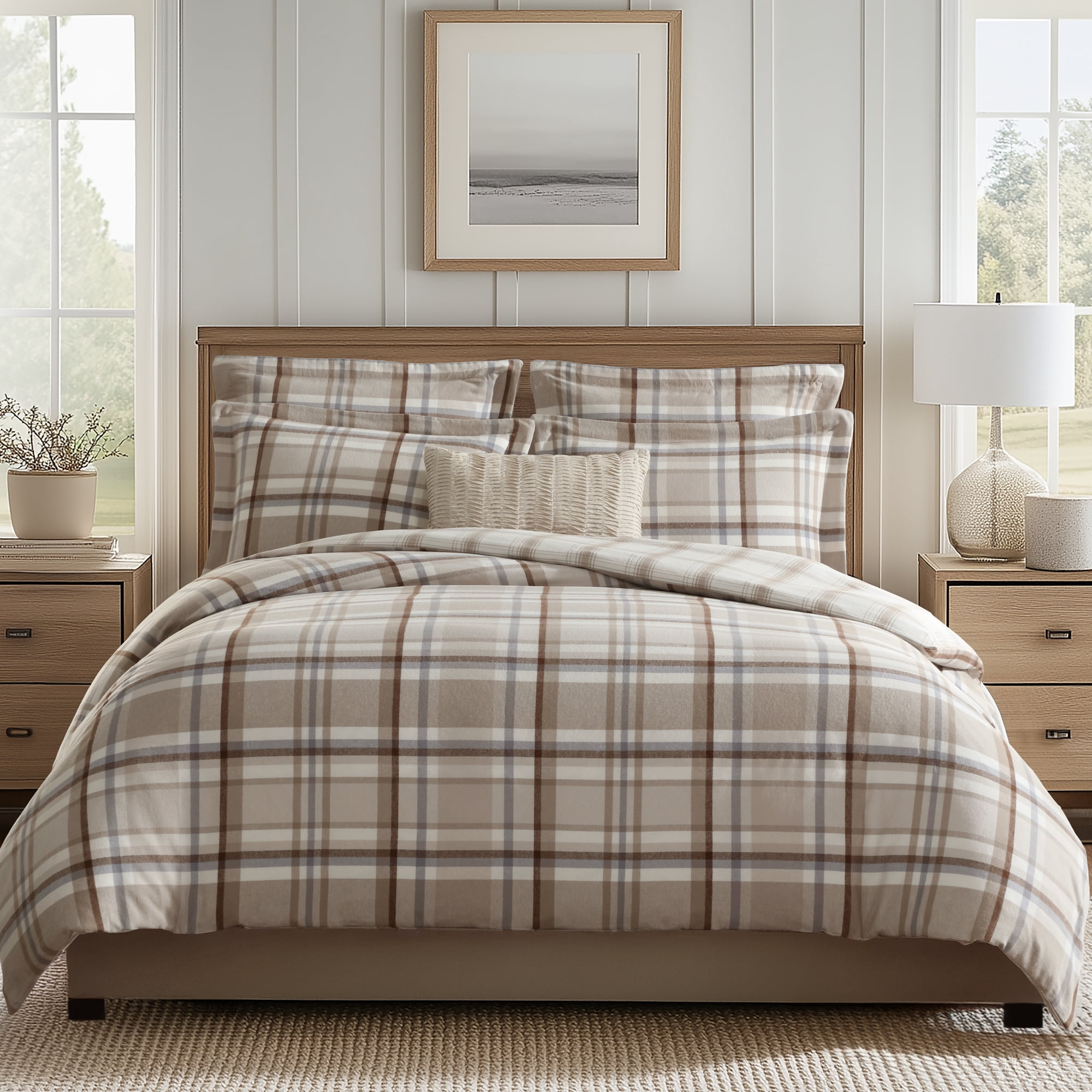 Levtex Home - Spencer Plaid Neutral - Full/Queen Duvet Cover (90x94in ...