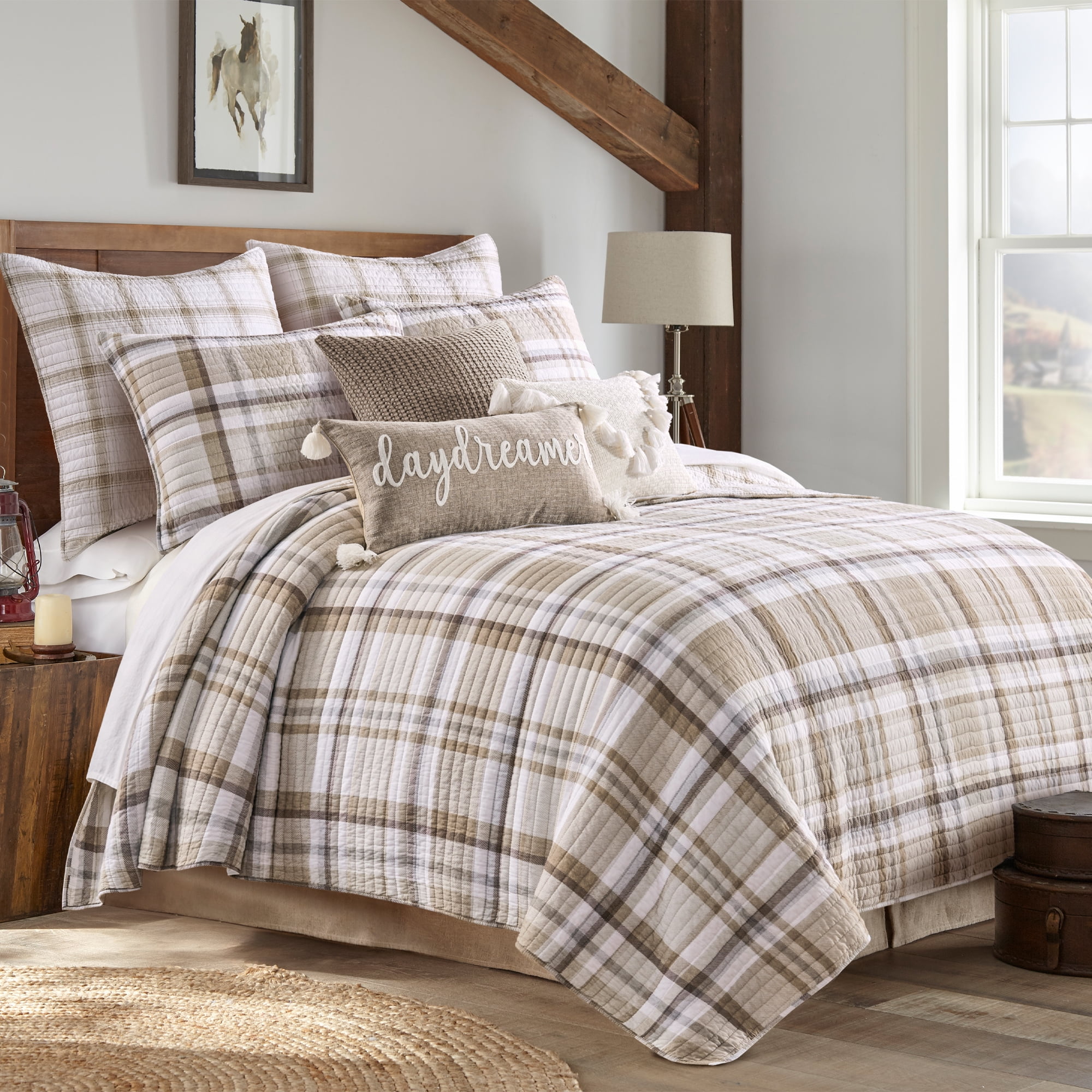 Levtex Home - Spencer Plaid Neutral - King Quilt (106x92in.) - Plaid ...