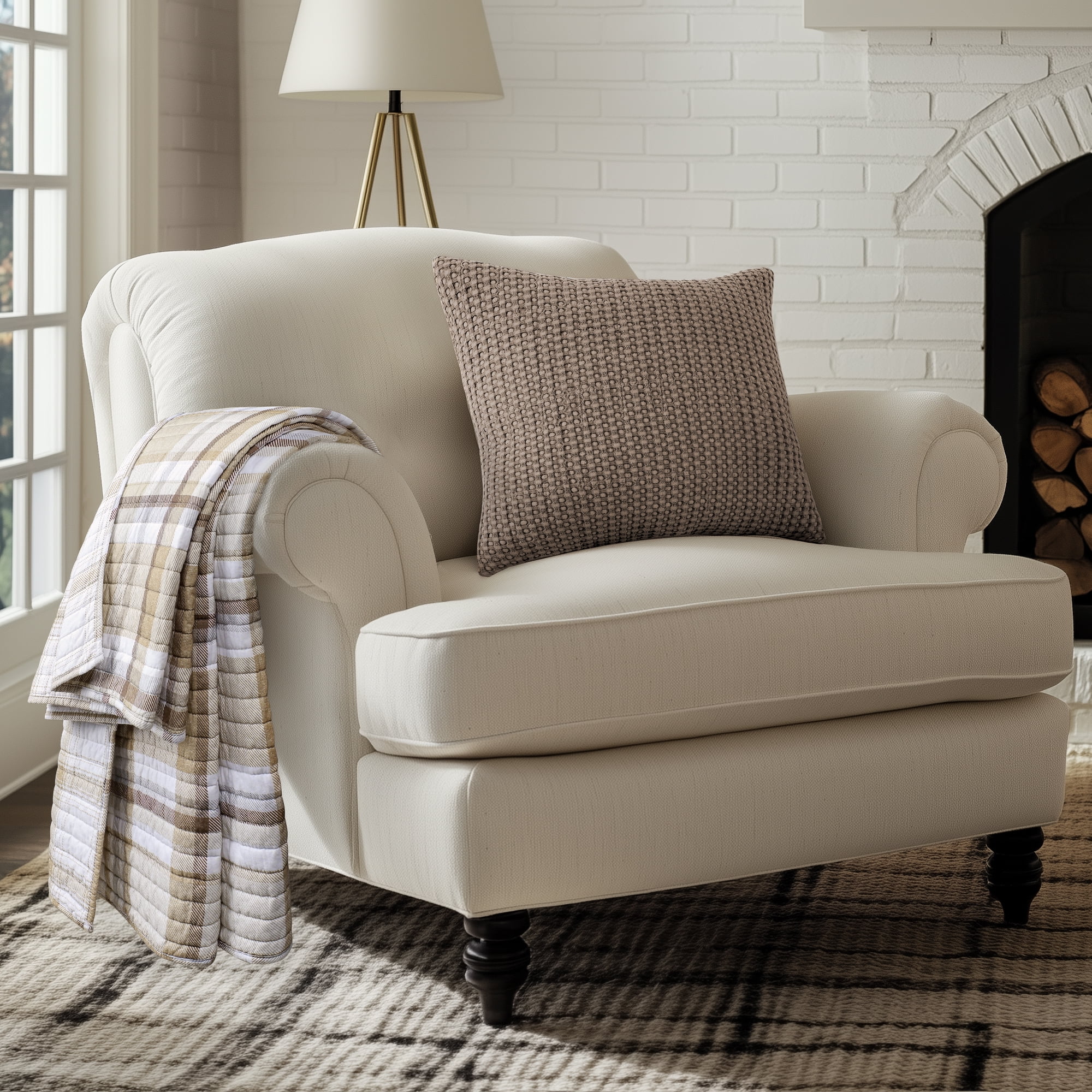 Levtex Home - Spencer Plaid Neutral - Quilted Throw (50x60in.) - Plaid ...