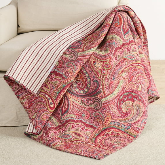 Levtex Home - Spruce Red - Quilted Throw - 50x60in. - Paisley Pattern ...