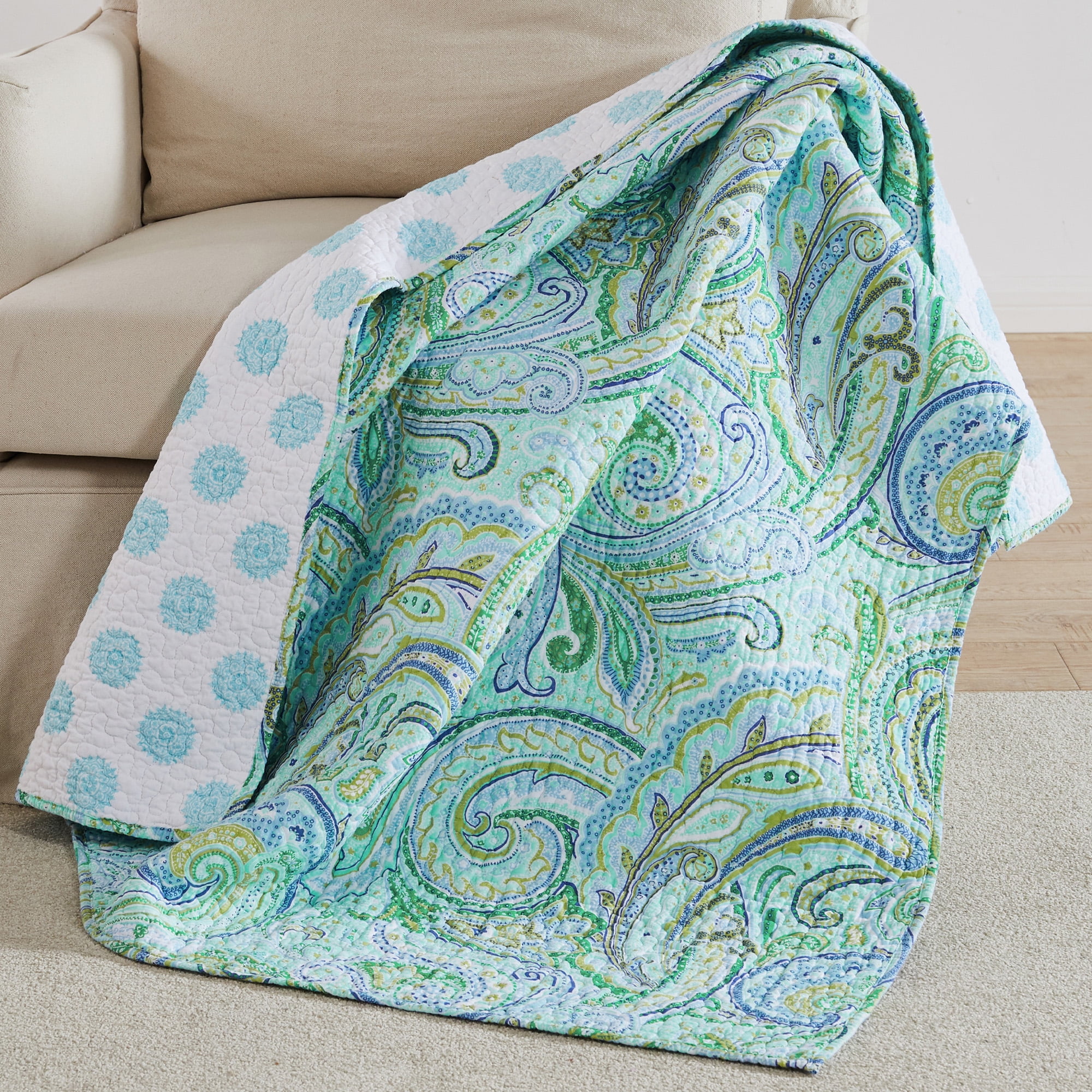 Levtex Home - Spruce Teal - Throw - Paisley - Teals, Greens and Blues ...