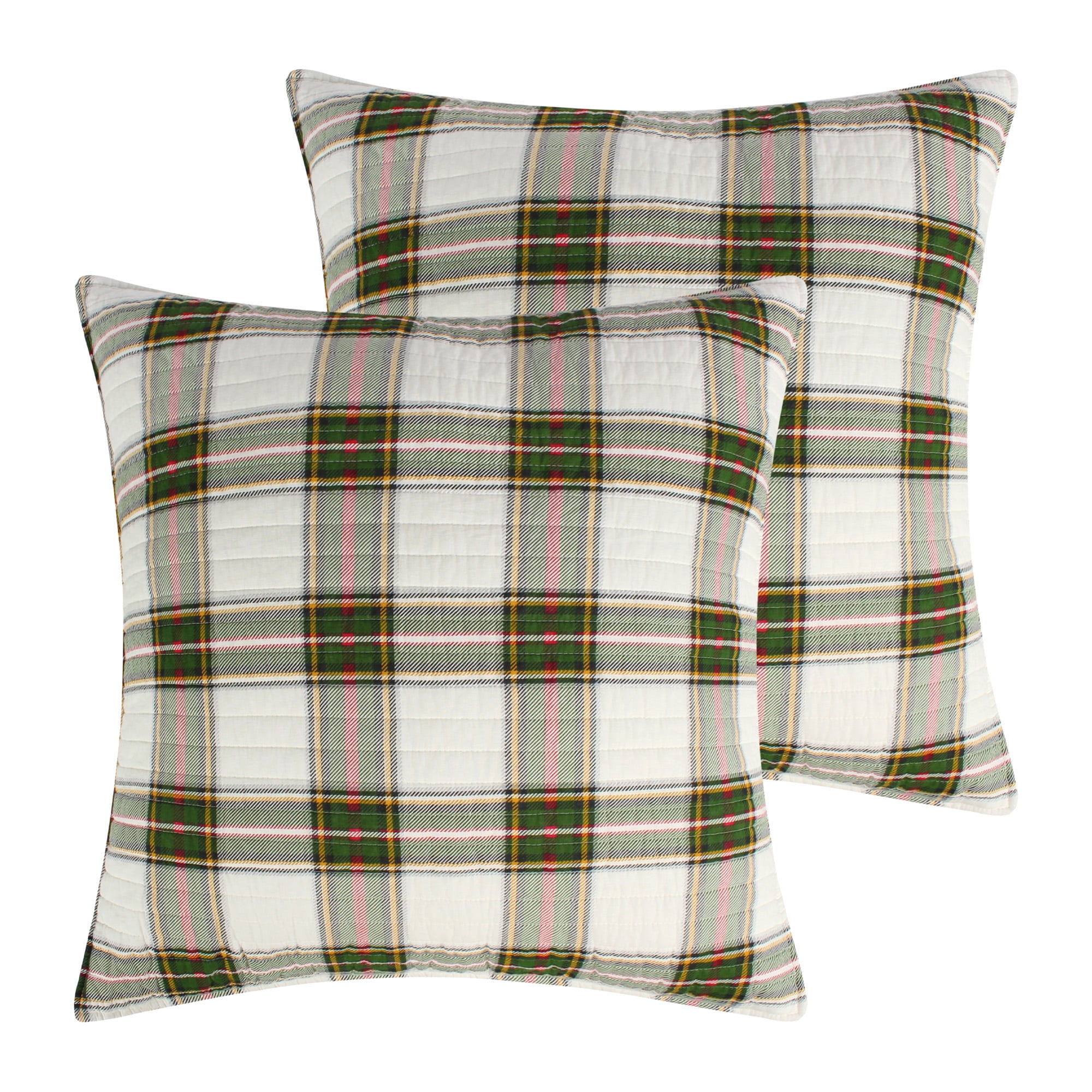 Levtex Home Tatum Pines Quilted Euro Sham, Plaid, Reversible Cotton ...