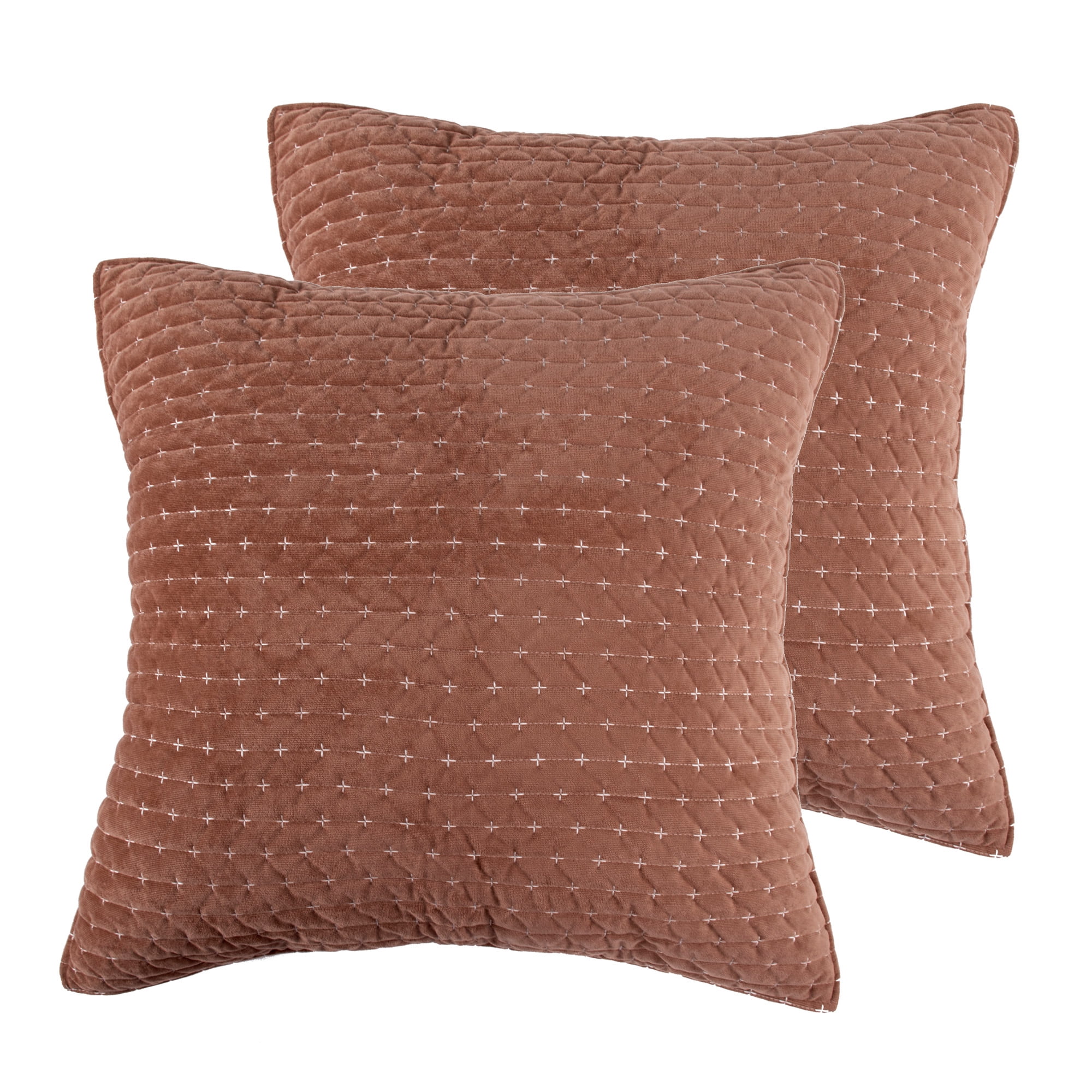 Levtex Home - Velvet Stitch - Euro Sham Set of 2 - Cross Stitch - Rust ...