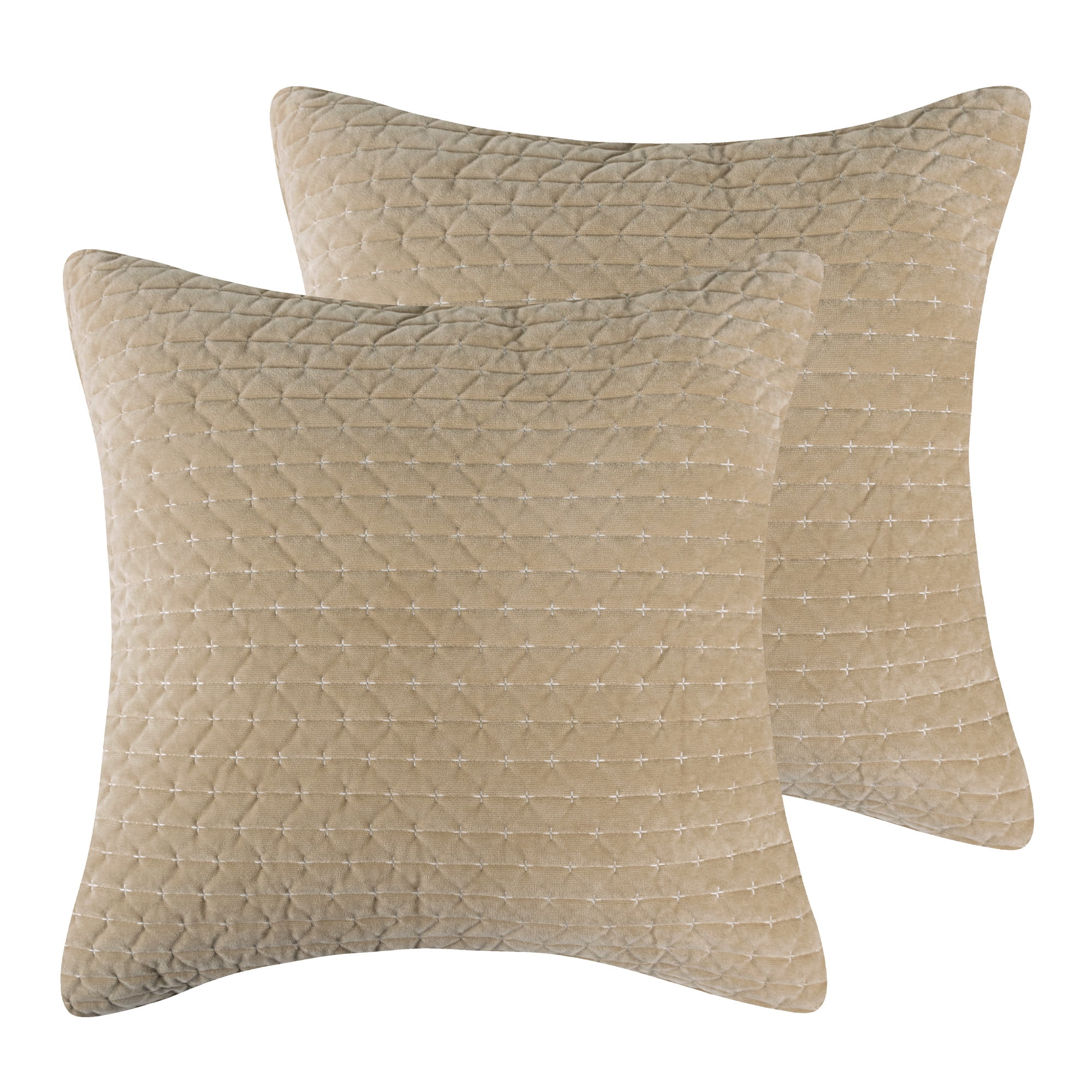 Levtex Home - Velvet Stitch - Euro Sham Set of 2 - Cross Stitch - Taupe ...