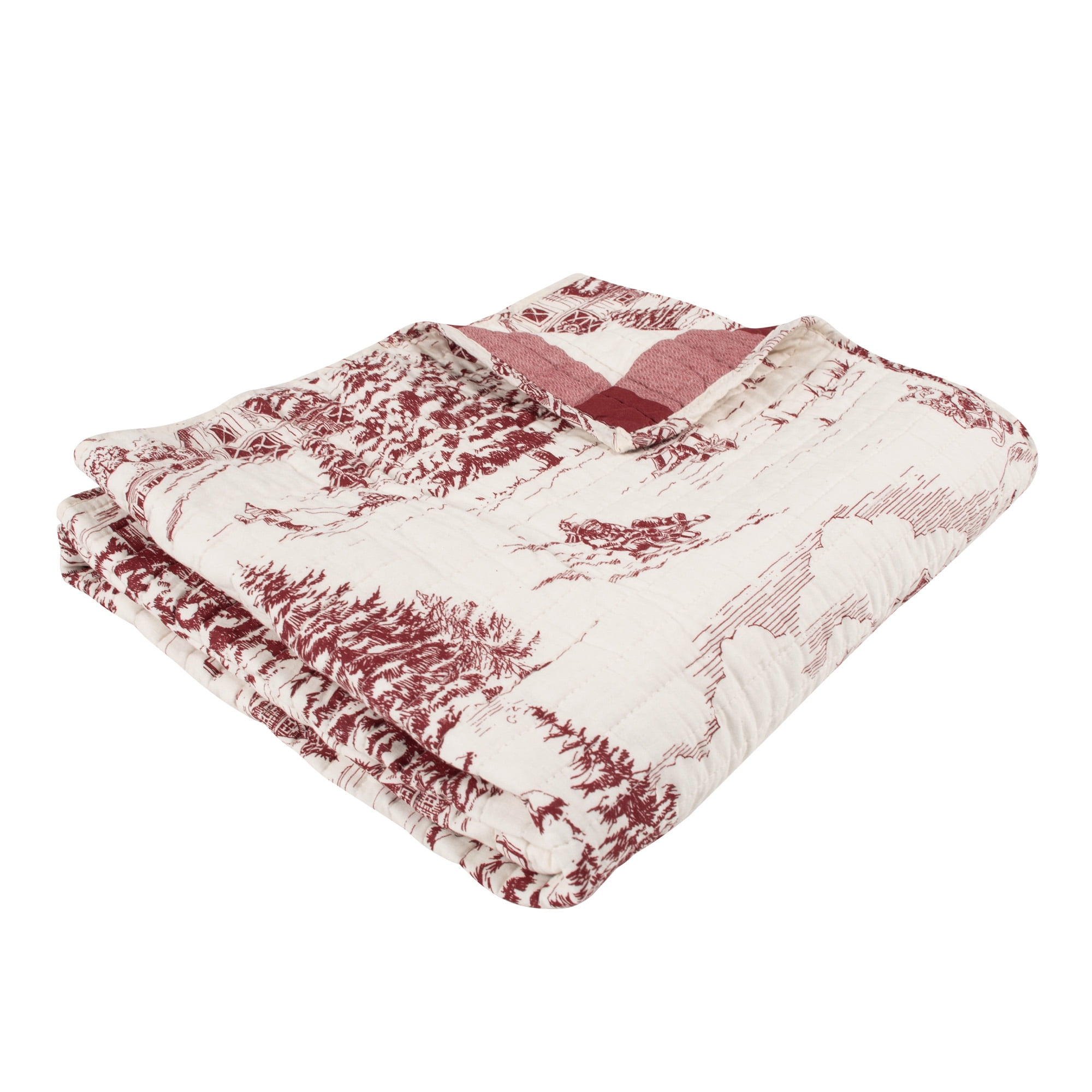 Levtex Home - Winter Sleigh Ride - Throw - Winter Village - Red Cream ...