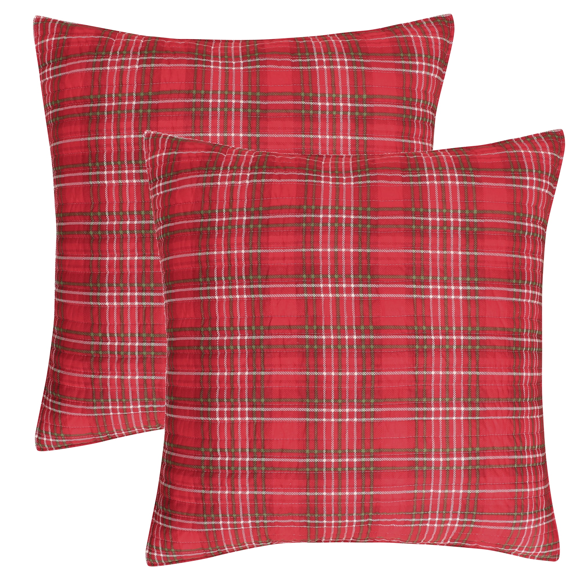 Levtex Home Yuletide Vintage Christmas Euro Sham Set, Quilted Plaid ...