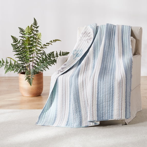 Levtex - Ipanema - Quilted Throw - 50x60in. - Coastal - Blue, Taupe and ...