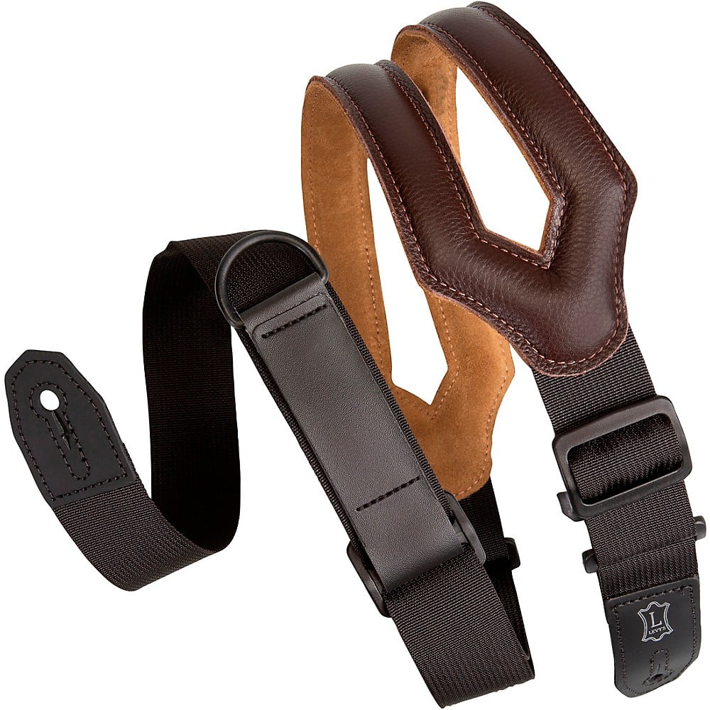 Levy's 3 inch Wide Ergonomic RipChord Dark Brown Guitar Strap ...
