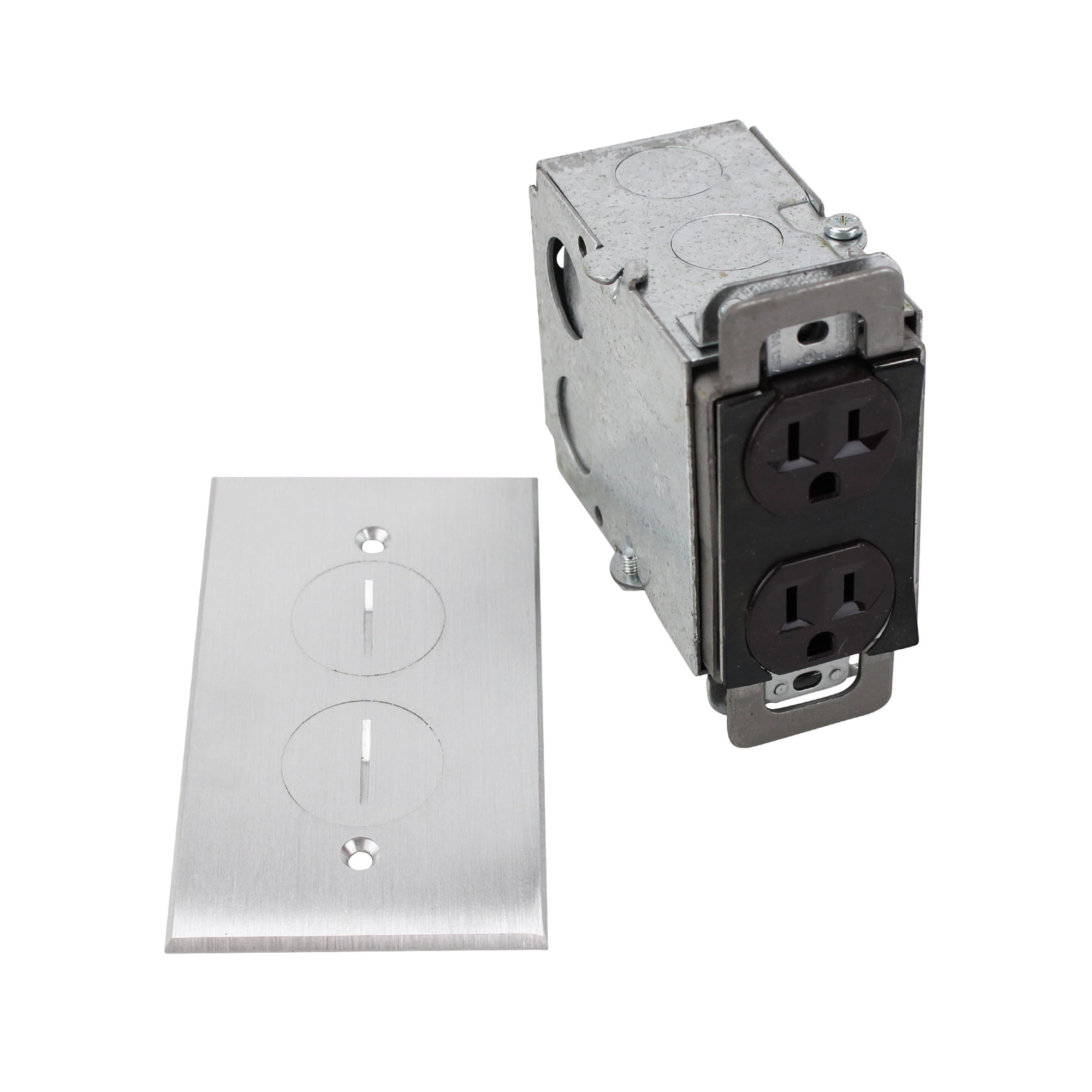 Lew SWB-2-A Duplex Receptacle/Knockouts Recessed Floor Plate Assembly W ...