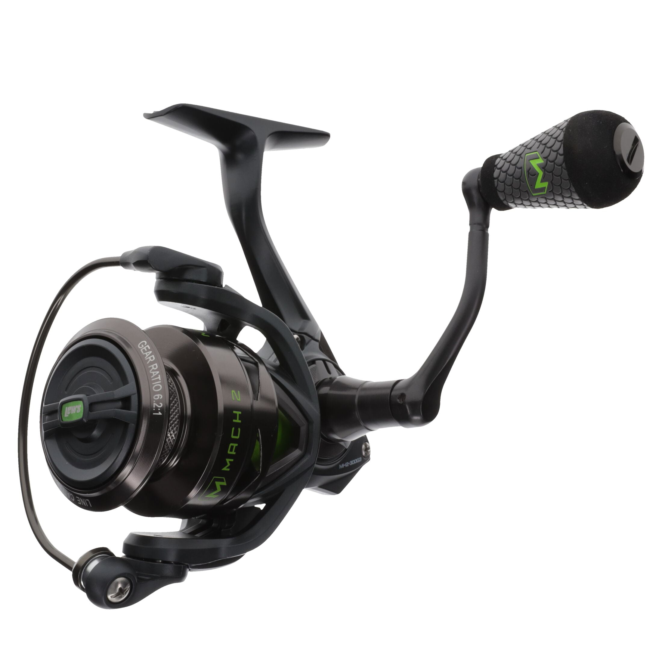 Lew's MACH 2 Spinning Fishing Reel, Size 400 Reel, Black/Green (Clam ...