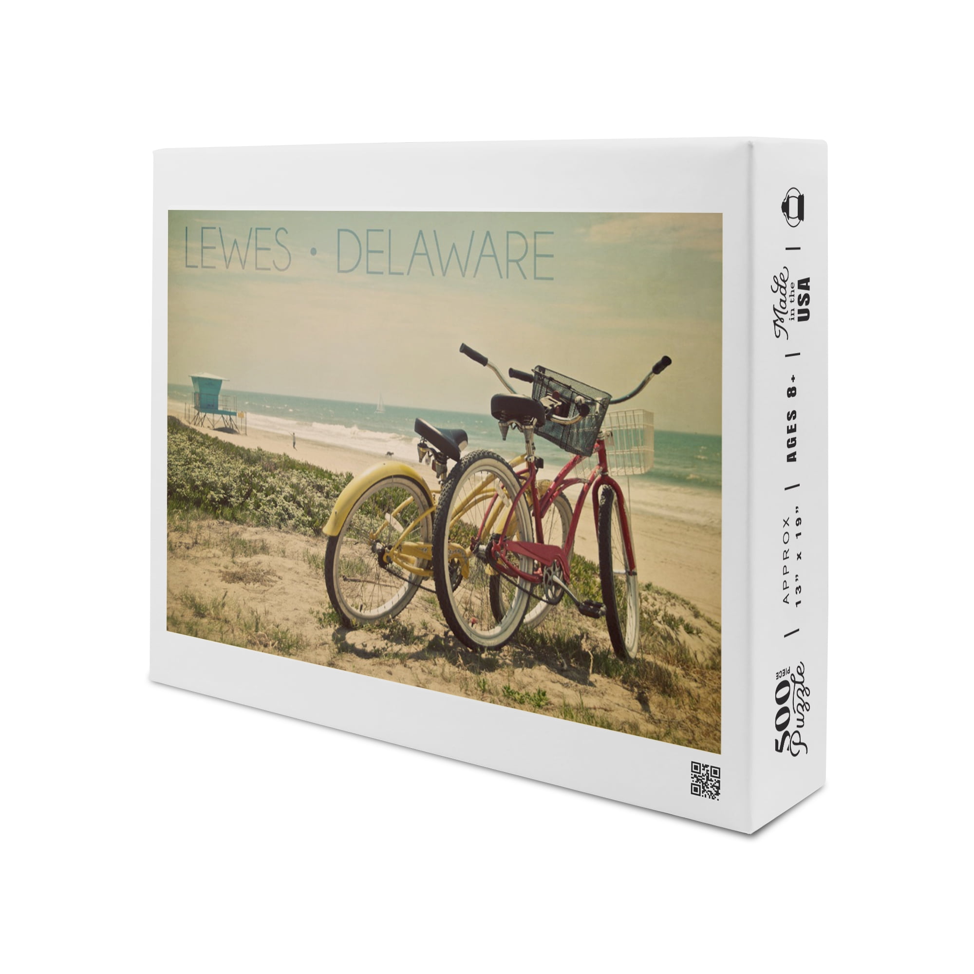 Lewes, Delaware, Bicycles and Beach Scene (19x27 inches, Premium 500 ...