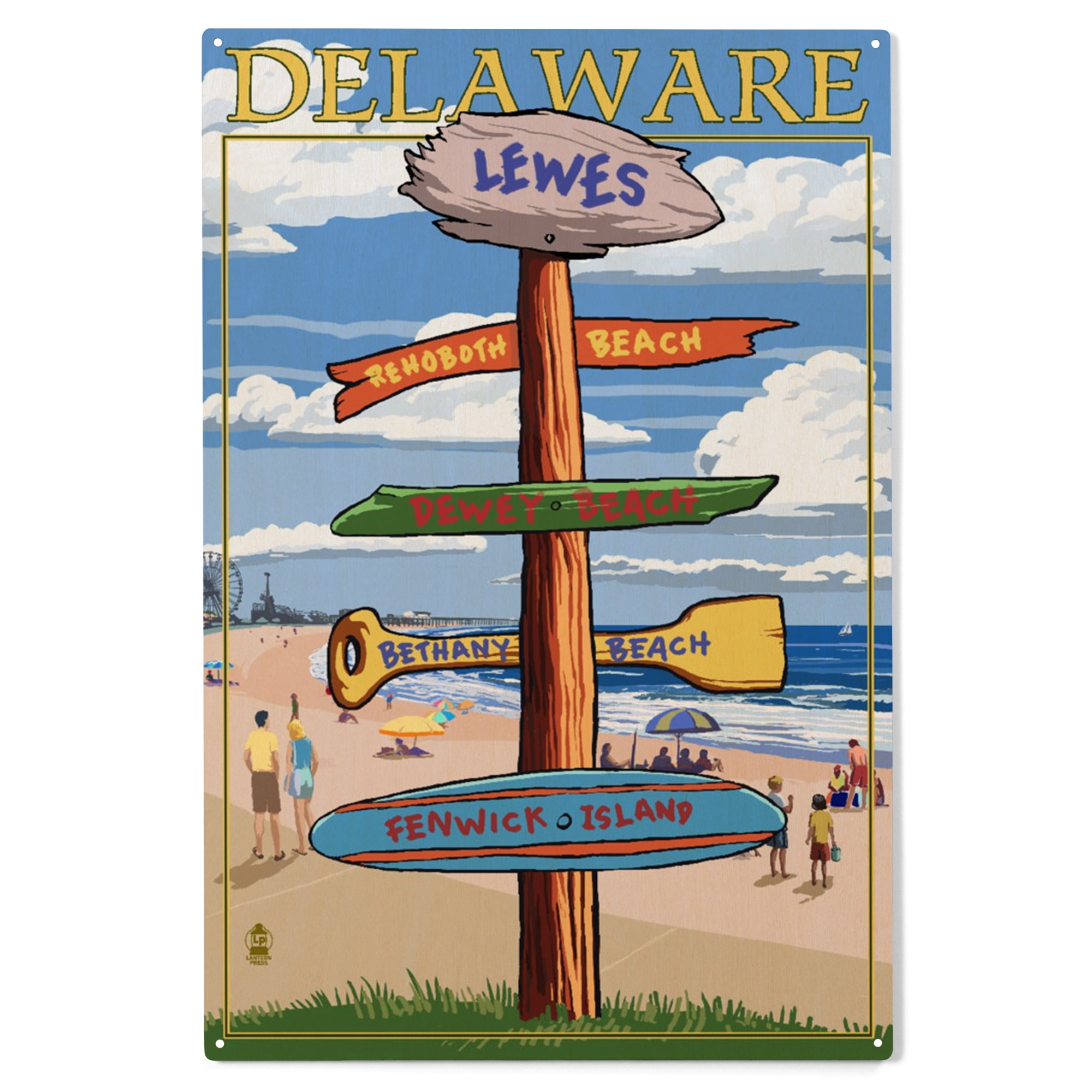 Lewes, Delaware, Destinations Sign Birch Wood Wall Sign (10x15 Rustic ...