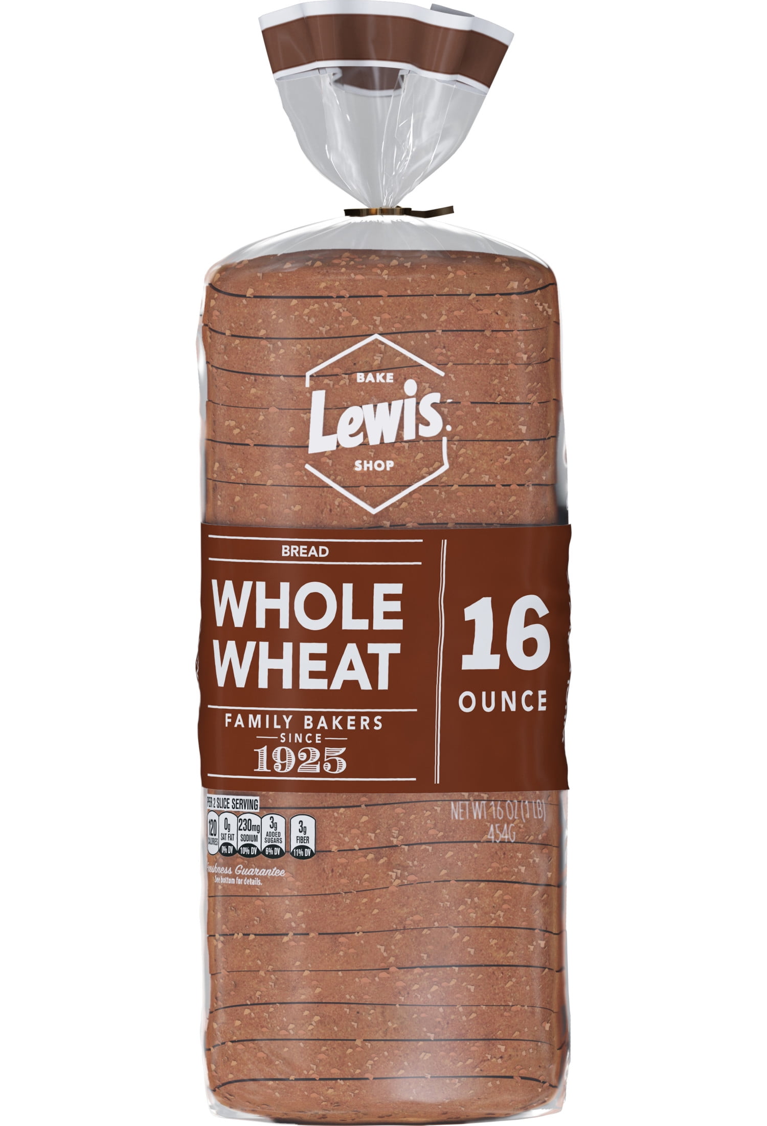 Lewis Bake Shop 100% Whole Wheat Bread, 16 oz - Walmart.com