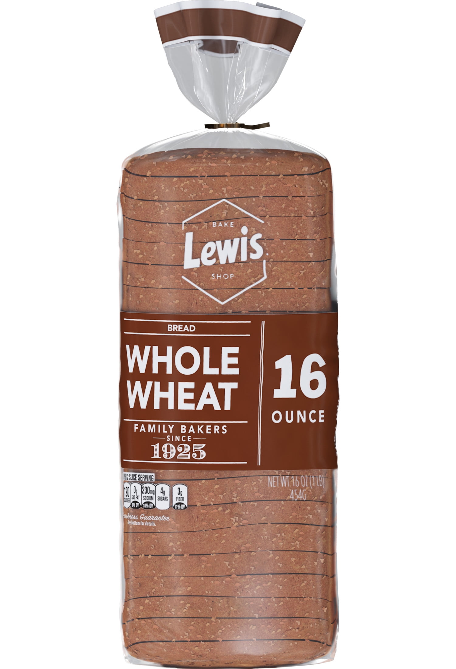 Lewis Bake Shop 100% Whole Wheat Bread, 16 oz - Walmart.com