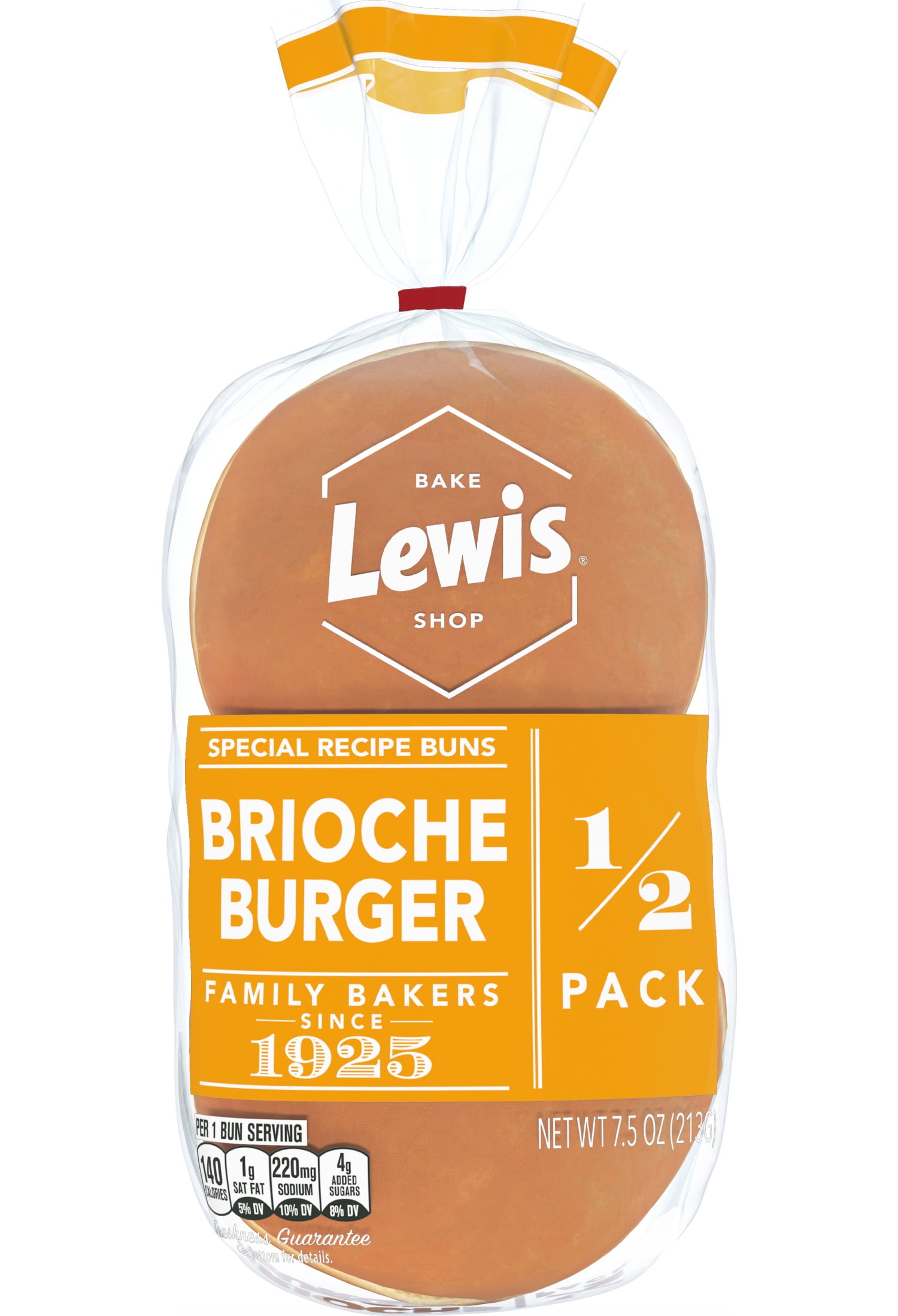 Lewis Bake Shop Brioche Half Pack Burger Buns, 7.5 oz, 4 Count ...