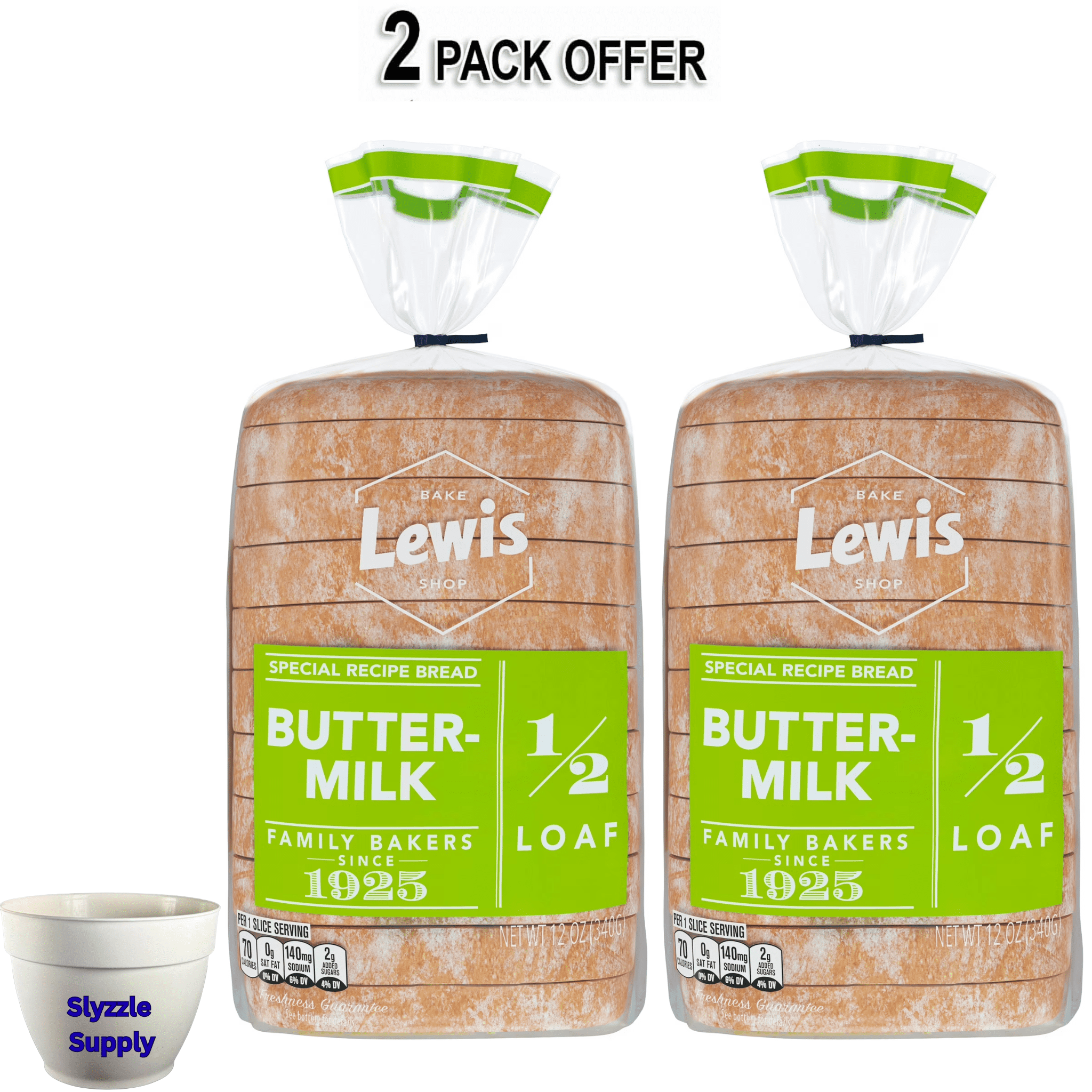 Lewis Bake Shop Buttermilk Half Loaf Bread, 1/2 Loaf, 12 oz - Walmart.com