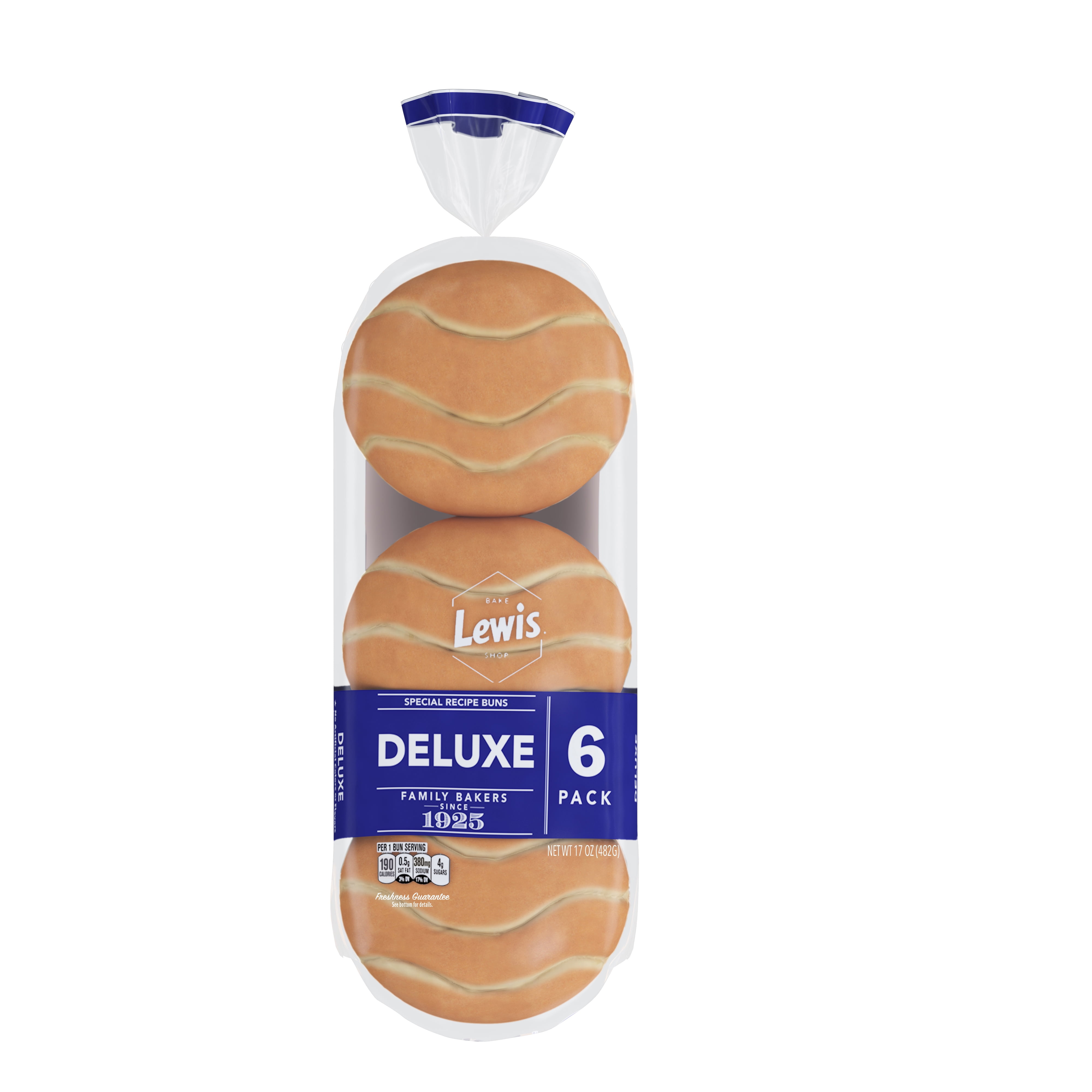Lewis Bake Shop Deluxe Hamburger Bun 17 oz 6 ct - Walmart.com