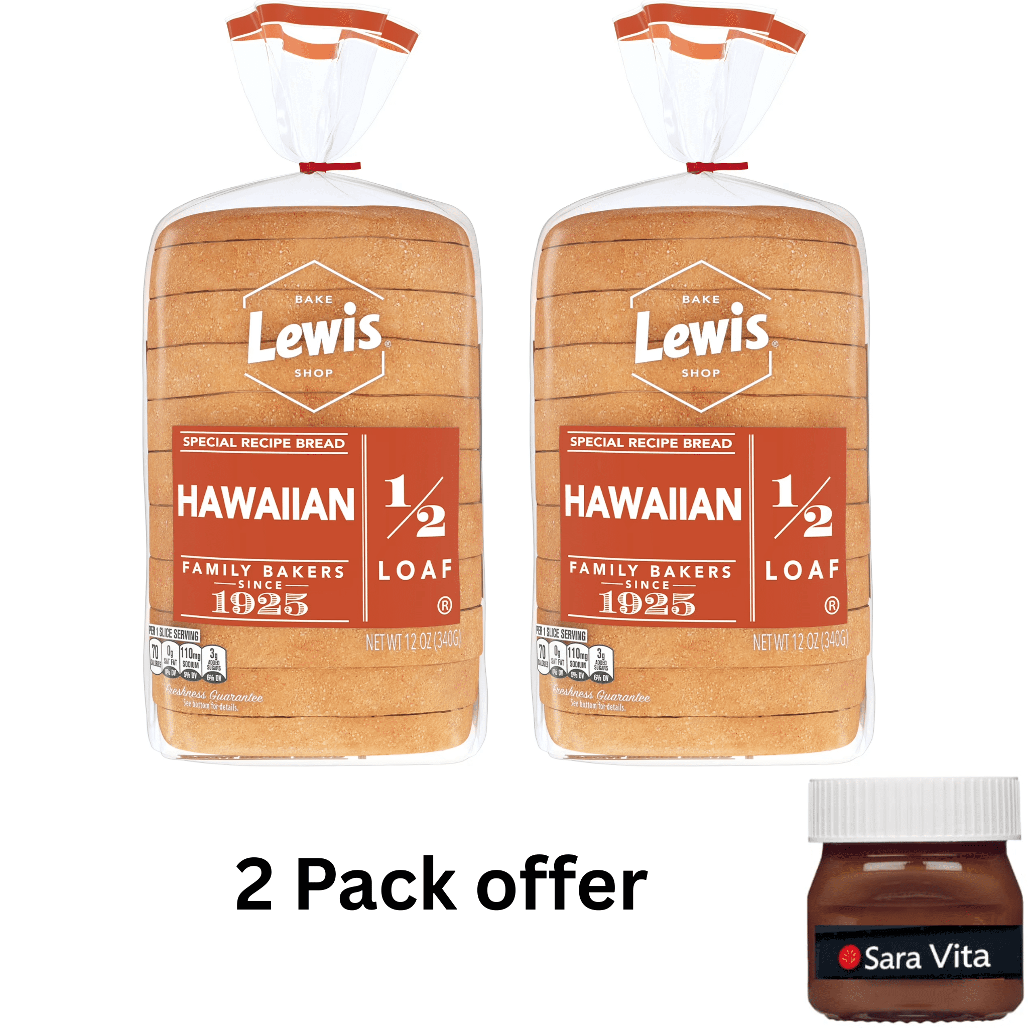 Lewis Bake Shop Hawaiian Half Loaf Bread, 1/2 Loaf, 12 oz - Walmart.com