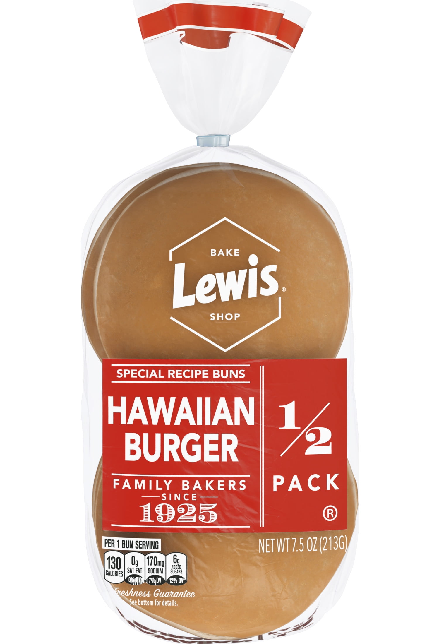 Lewis Bake Shop Hawaiian Half Pack Burger Buns, 7.5 oz, 4 Count ...