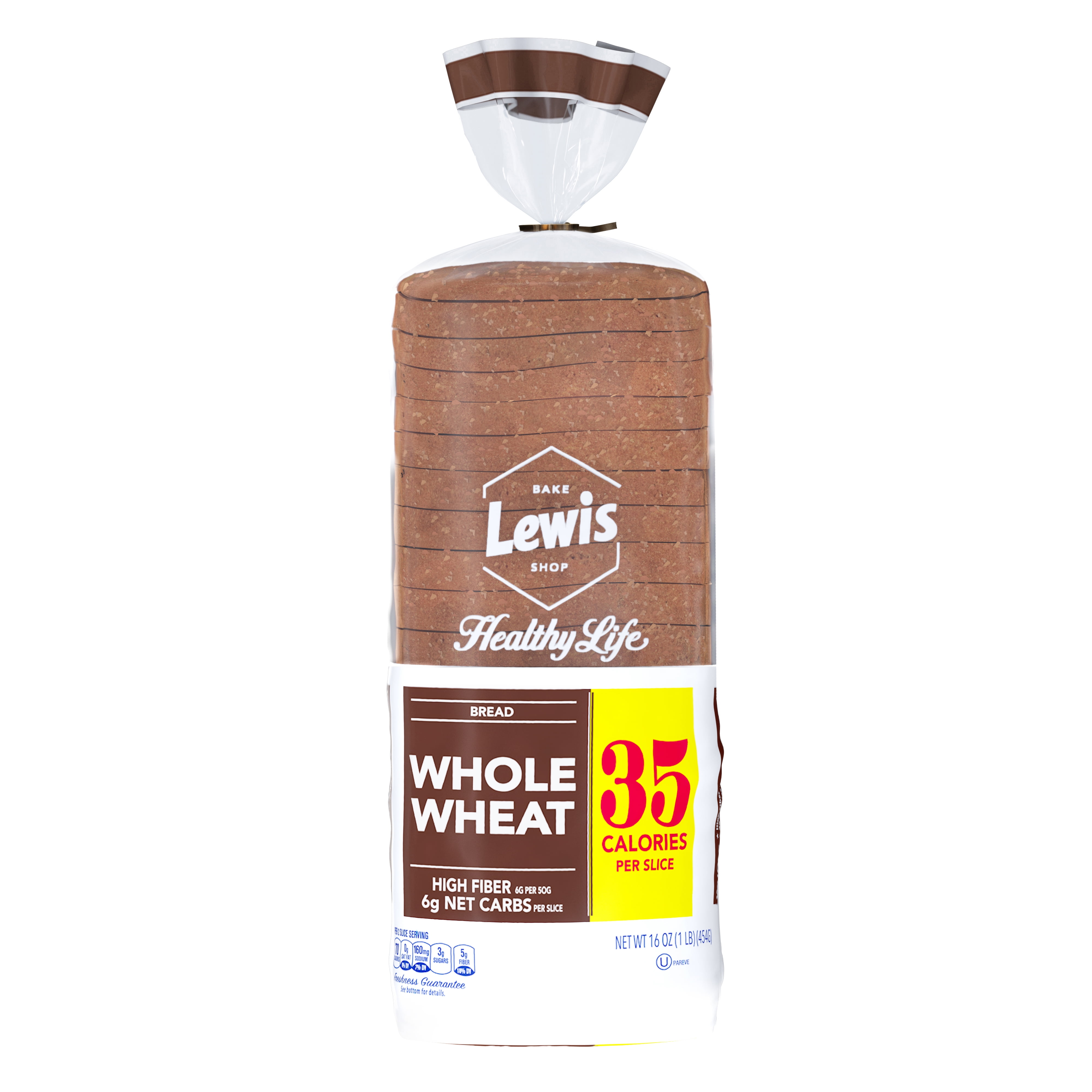 Lewis Bake Shop Healthy Life 100% Whole Wheat Bread, Regular 16 oz ...