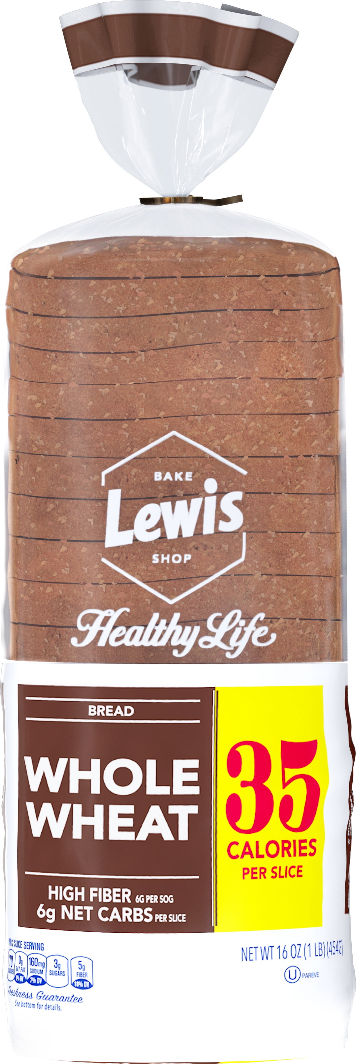 Lewis Bake Shop Healthy Life 100% Whole Wheat Bread, Regular 16 oz ...