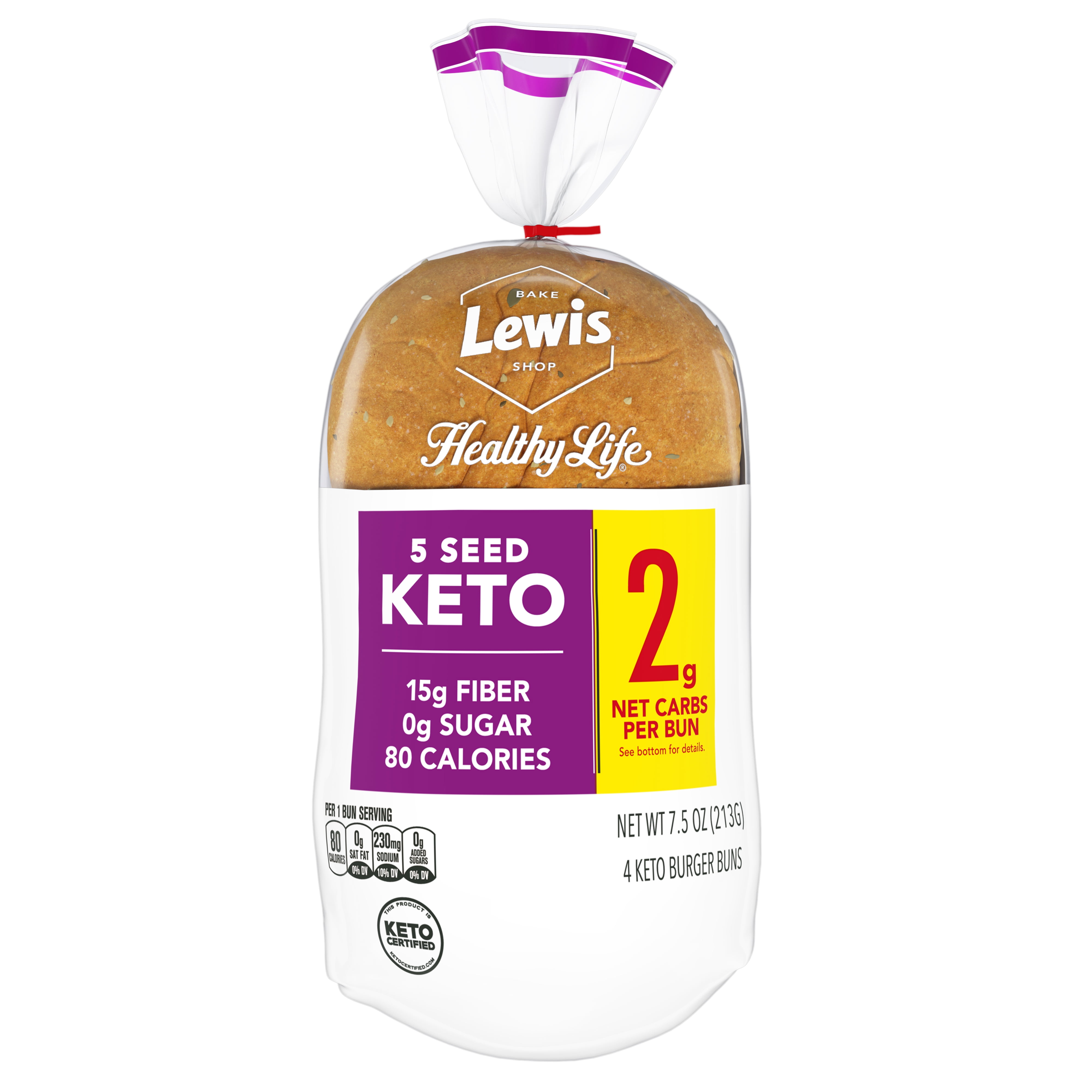 Lewis Bake Shop Healthy Life 5 Seed Keto Burger Buns, 7.5 oz, 4 Count ...