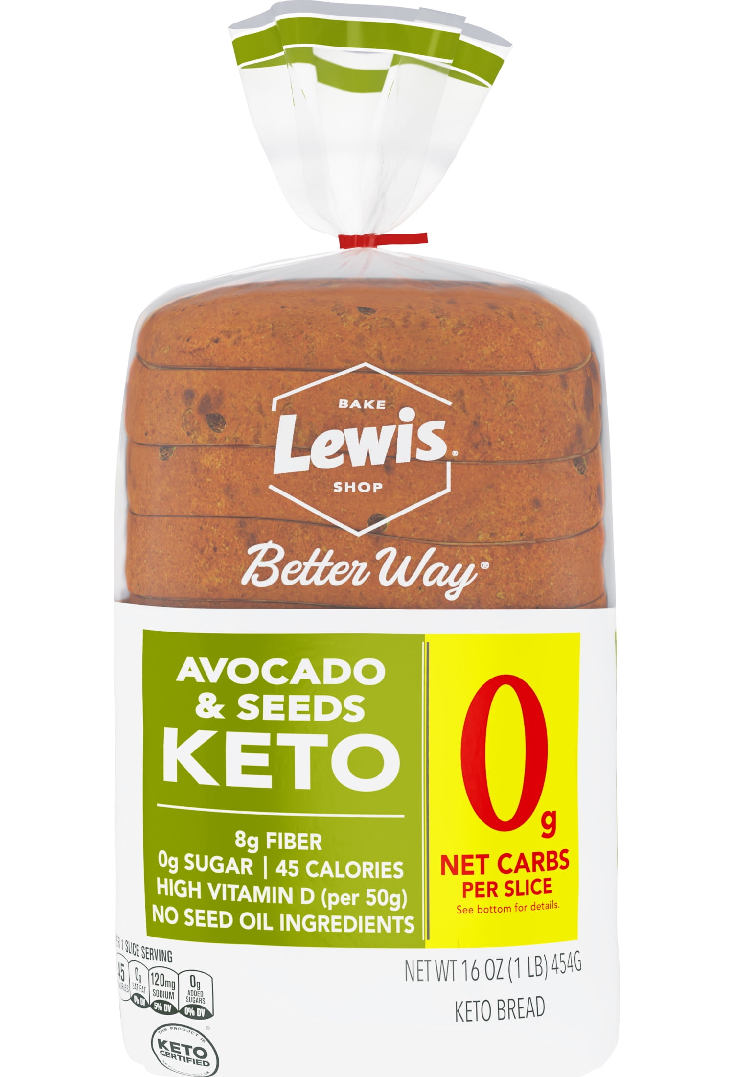 Lewis Bake Shop Better Way Avocado & Seeds Keto Bread, 16 oz - Walmart.com