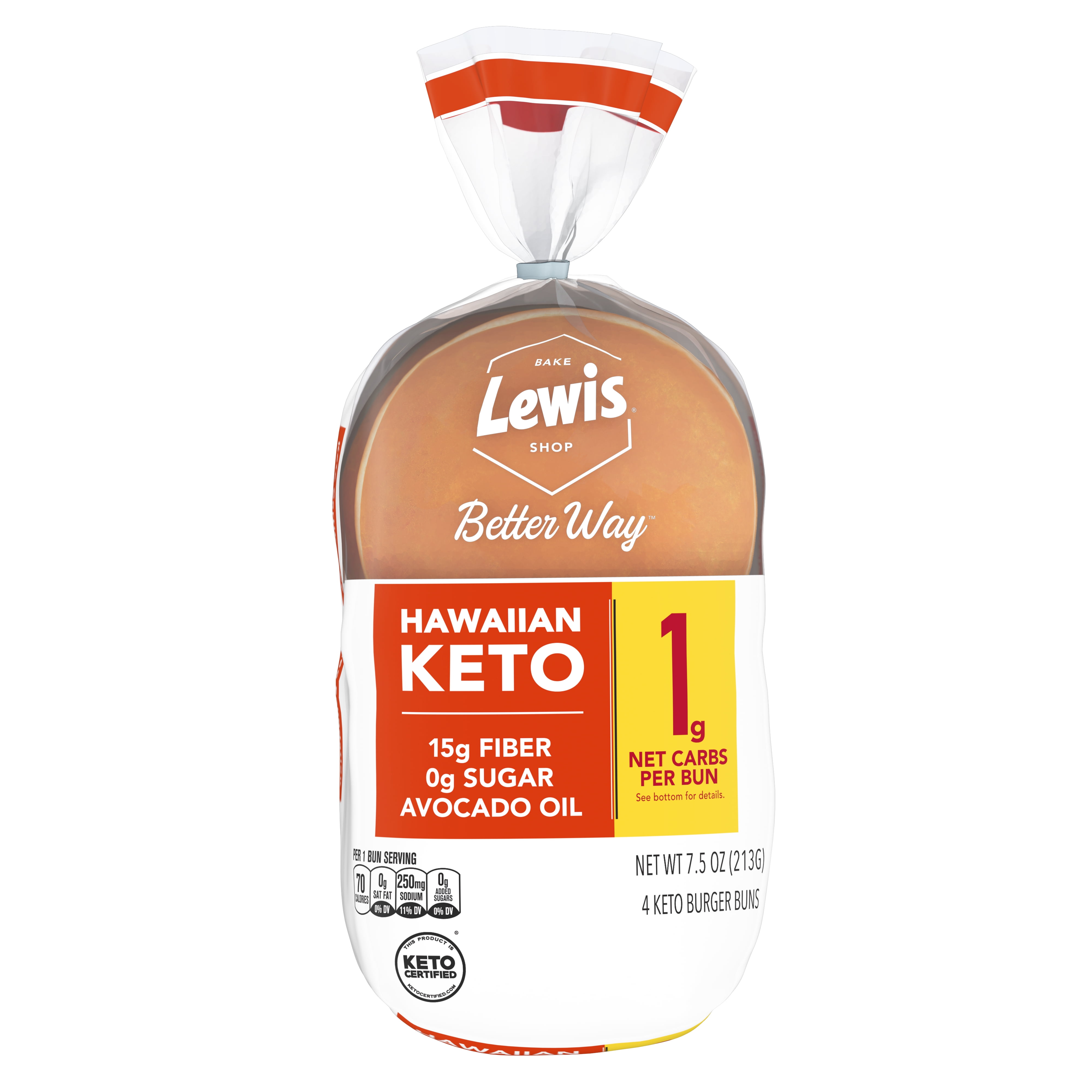 Lewis Bake Shop Better Way Keto Hawaiian Burger Buns, 7.5 oz, 4 Count ...