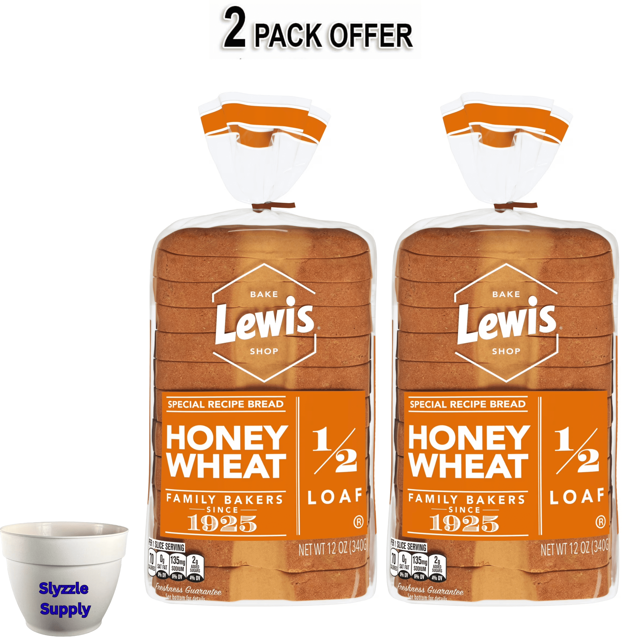 Lewis Bake Shop Honey Wheat Half Loaf Bread, 1/2 Loaf, 12 oz - Walmart.com