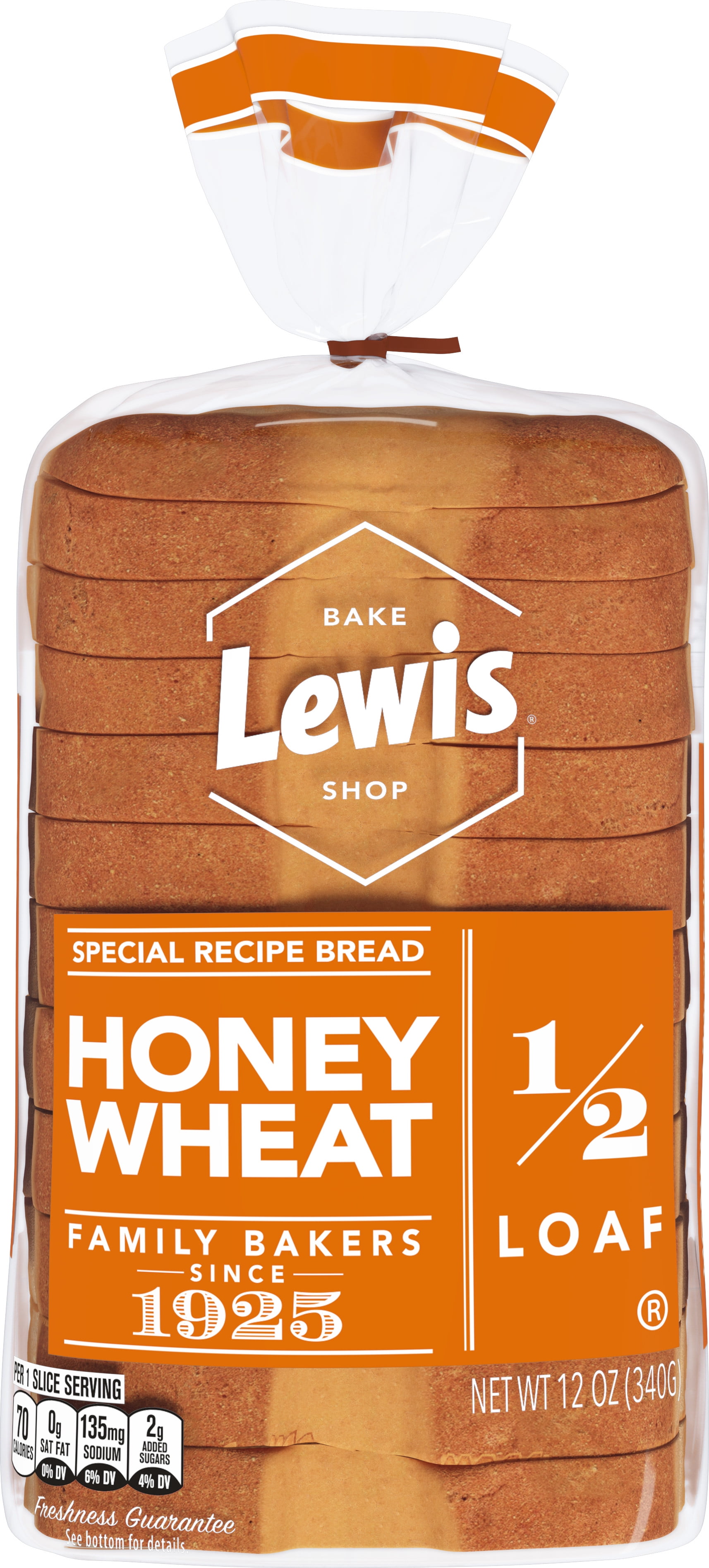 Lewis Bake Shop Honey Wheat Half Loaf Bread, 1/2 Loaf, 12 oz - Walmart.com