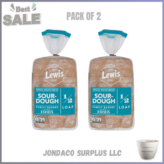 Lewis Bake Shop Sourdough Half Loaf Bread, 1/2 Loaf, 12 oz Pack of 2 ...