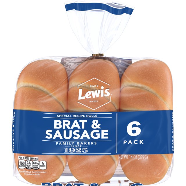 Lewis Bake Shop White Brat & Sausage Rolls, 14 oz, 6 Count - Walmart.com