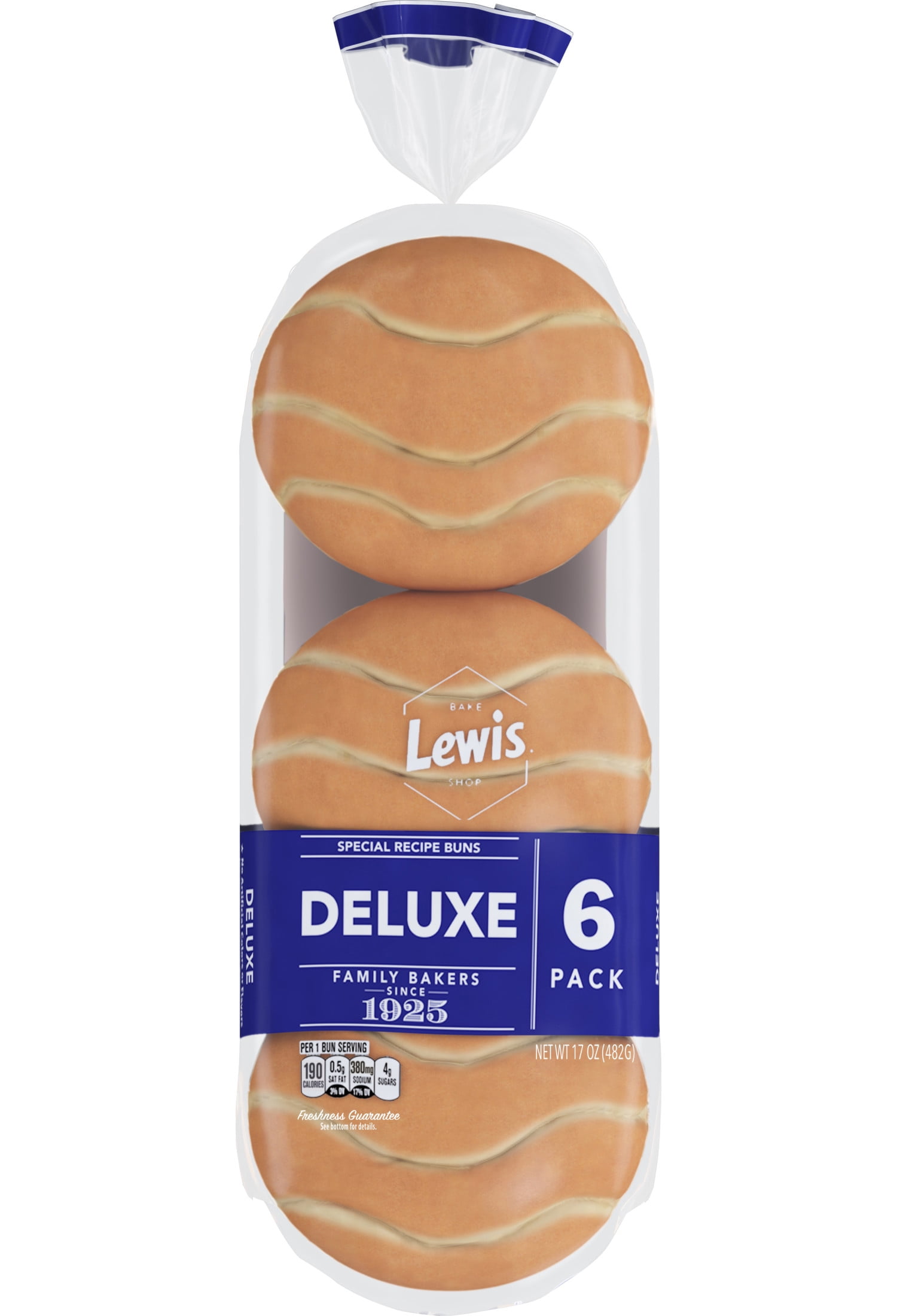 Lewis Bake Shop White Deluxe Buns, 17 oz, 6 Count - Walmart.com