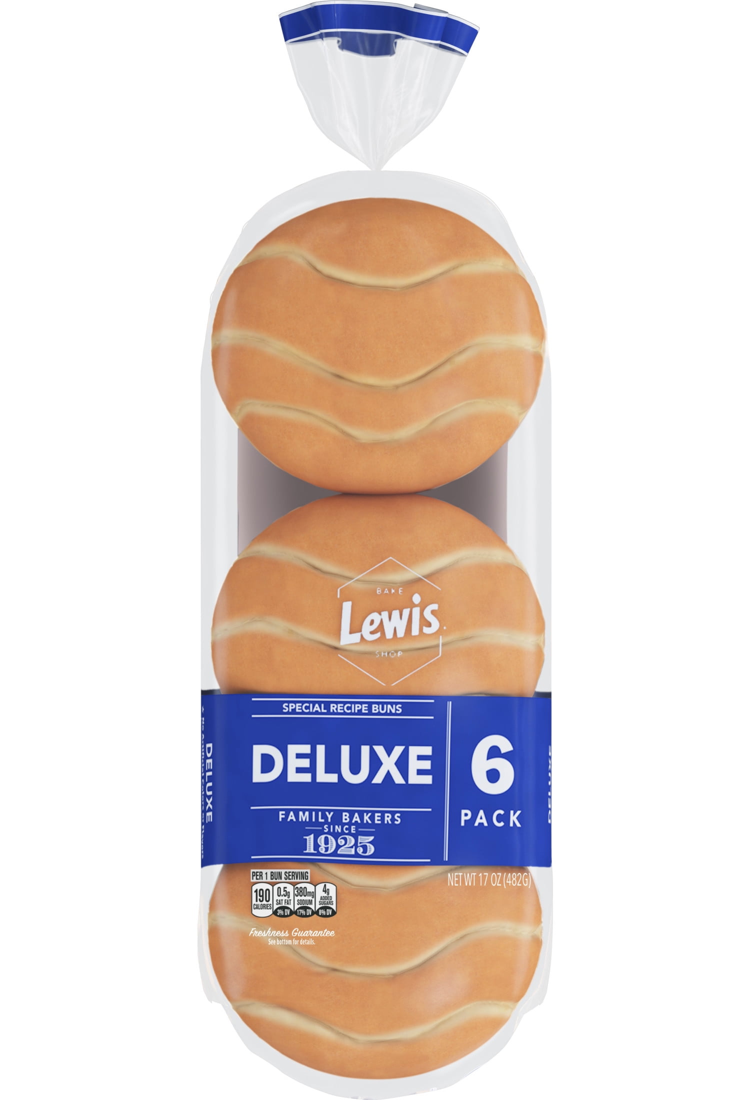 Lewis Bake Shop White Deluxe Buns, 17 oz, 6 Count - Walmart.com
