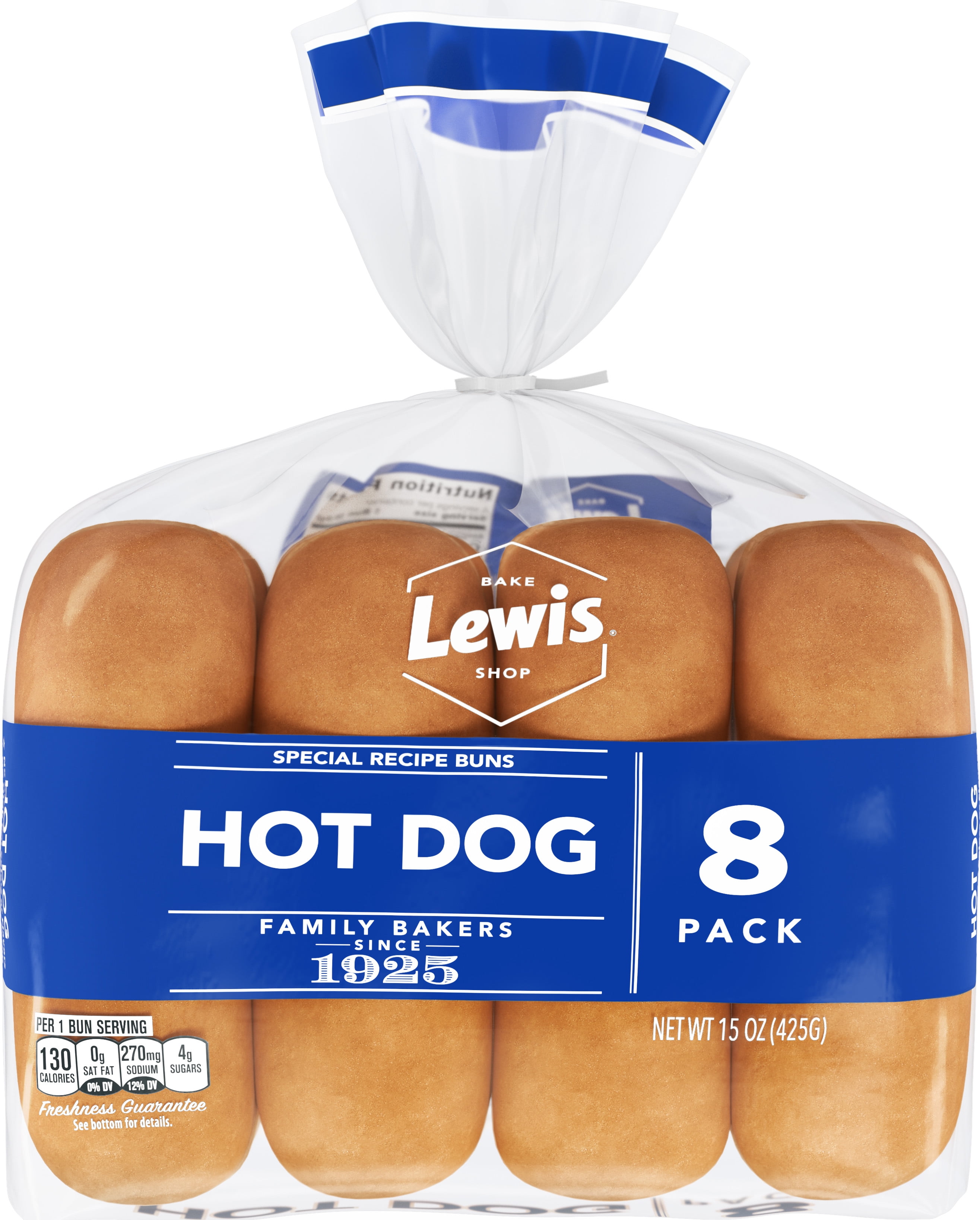 Lewis Bake Shop White Hot Dog Buns, 15 oz, 8 Count - Walmart.com